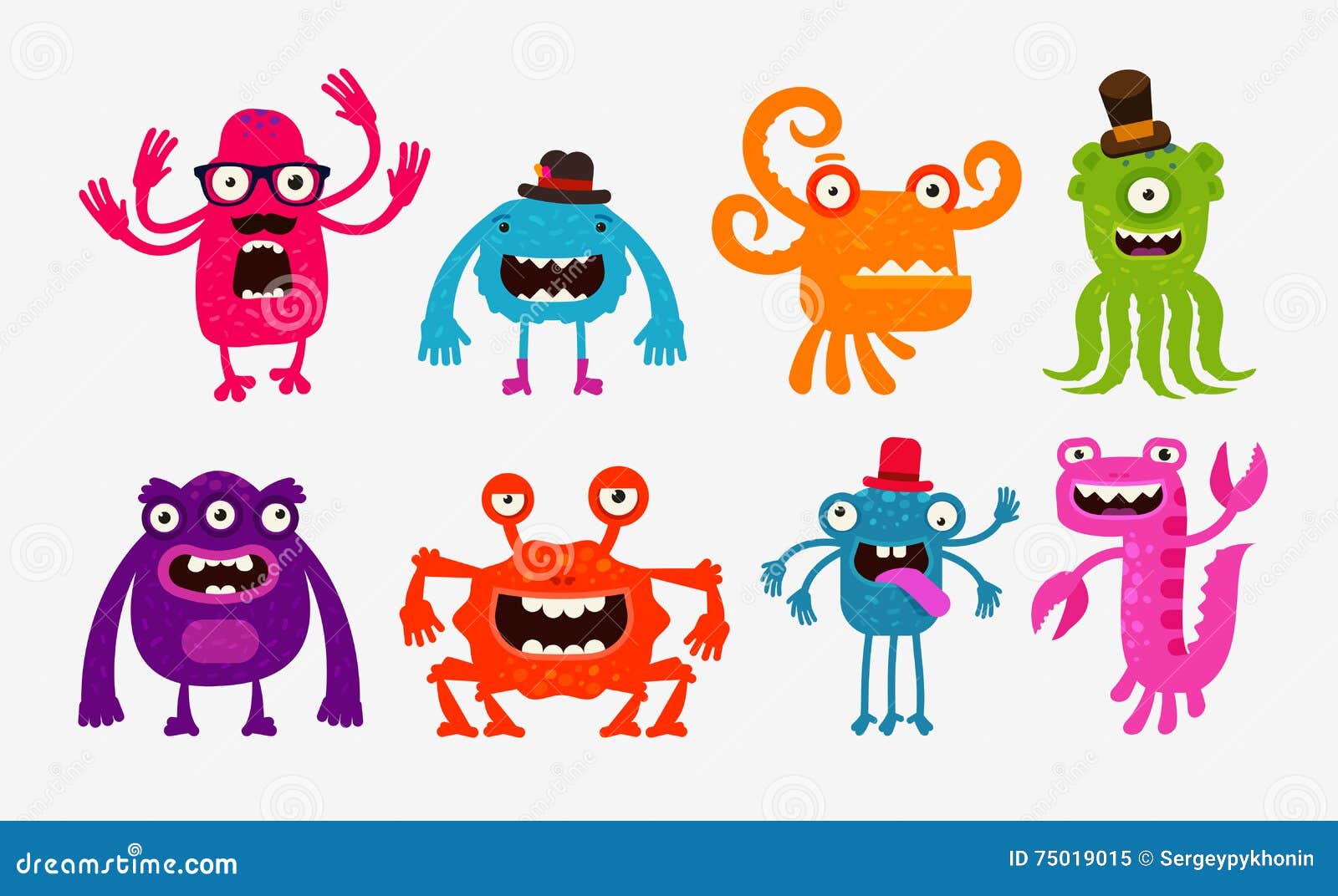 Cartoon Monsters or Bogeyman Set. Vector Illustration Stock Vector ...