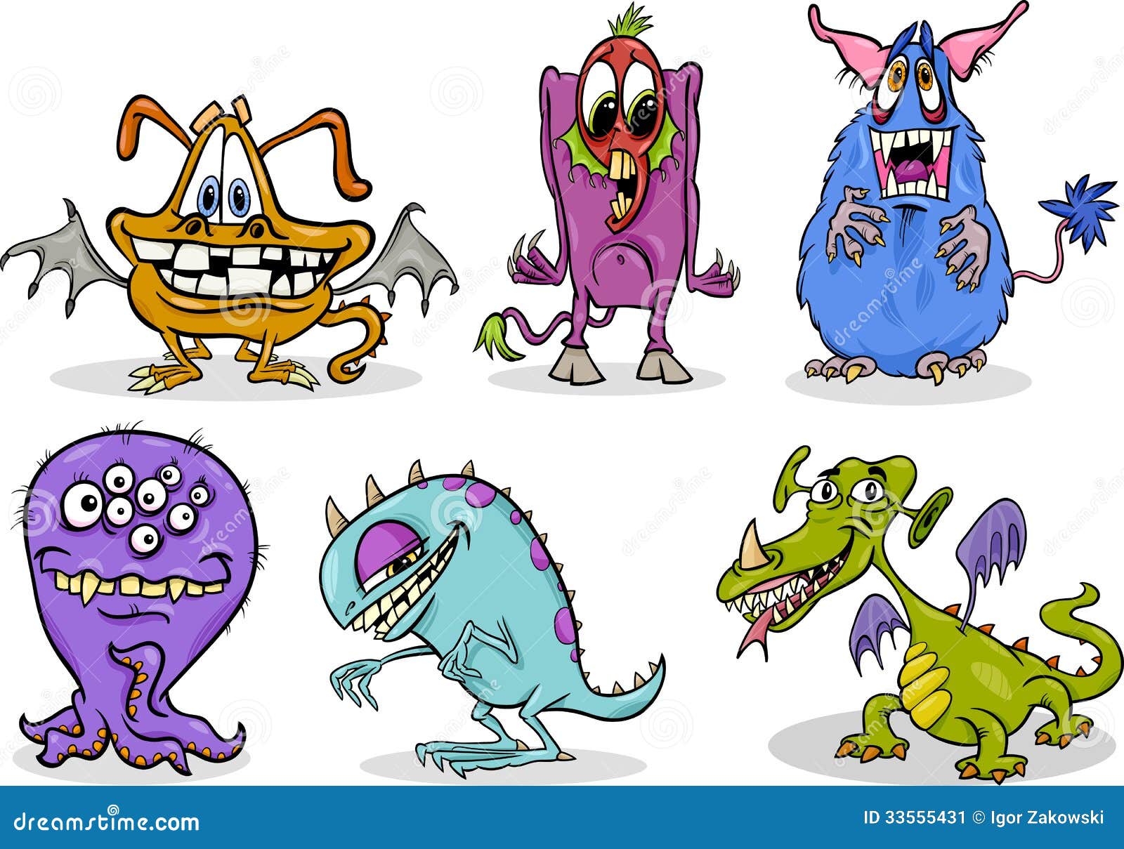 Cartoon Monsters Illustration Set 33555431