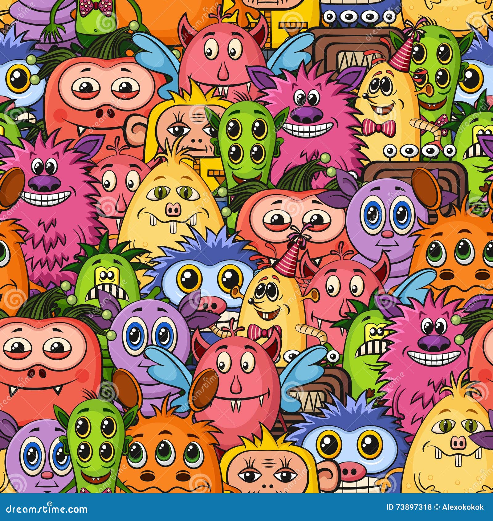 Cartoon Monsters Seamless stock vector. Illustration of character ...