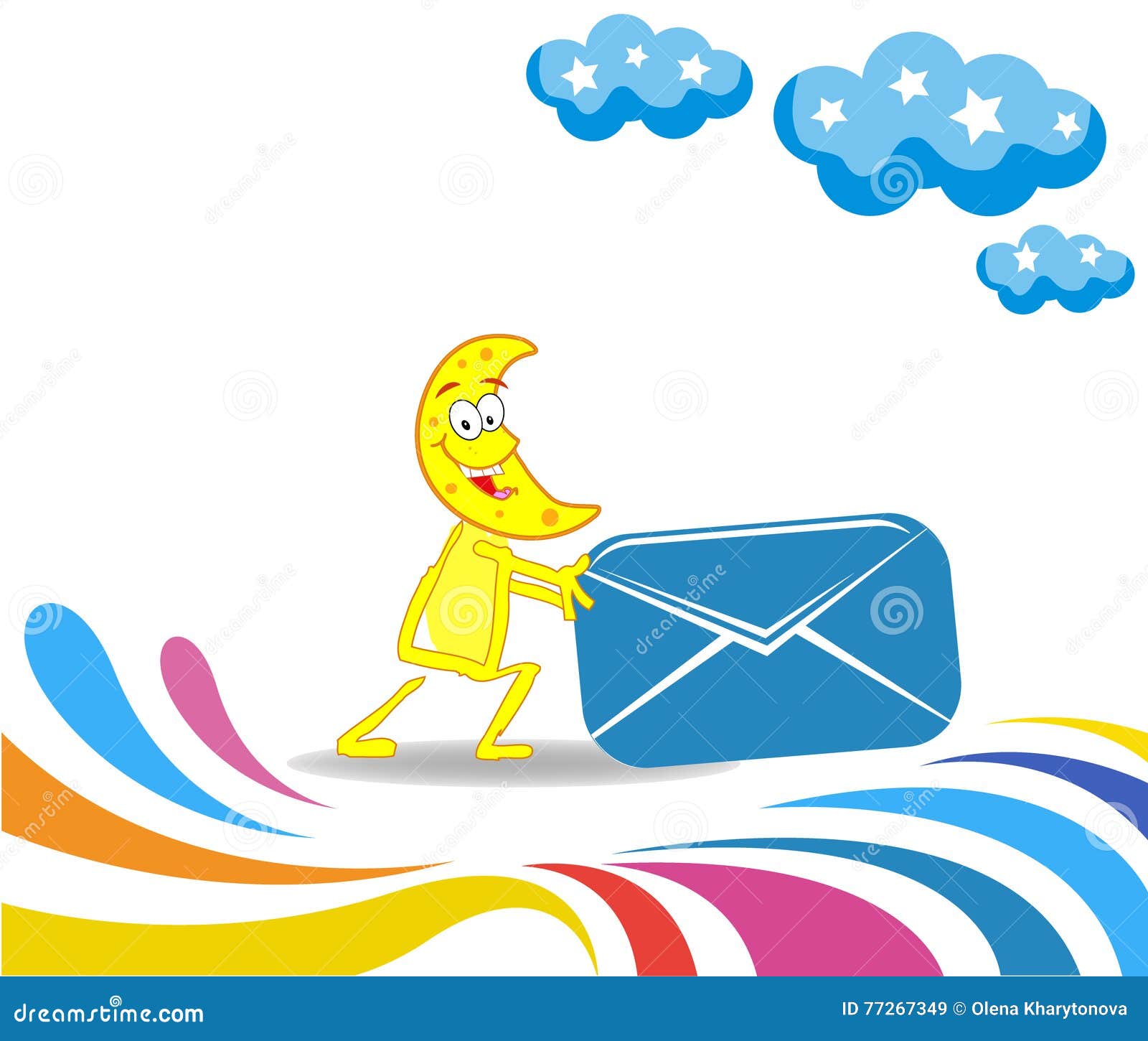 Cartoon Month and an Envelope for Sending Stock Vector - Illustration ...