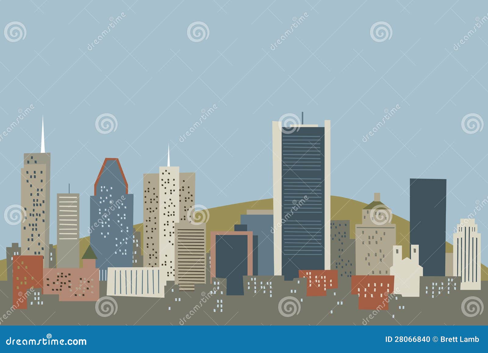 Cartoon Montreal Skyline stock illustration. Illustration of buildings ...