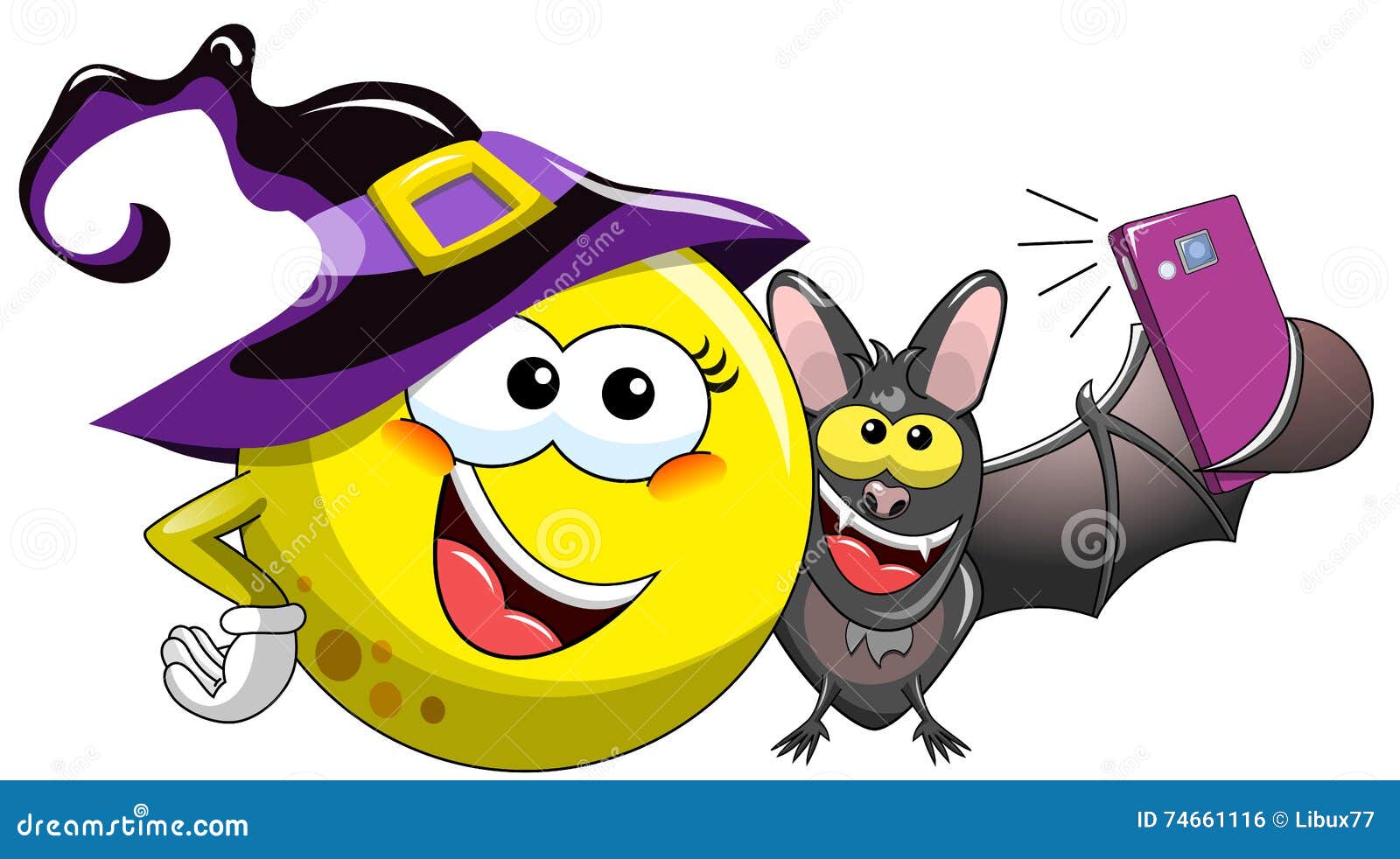 Cartoon Moon Bat Selfie Vector Illustration | CartoonDealer.com #74661116