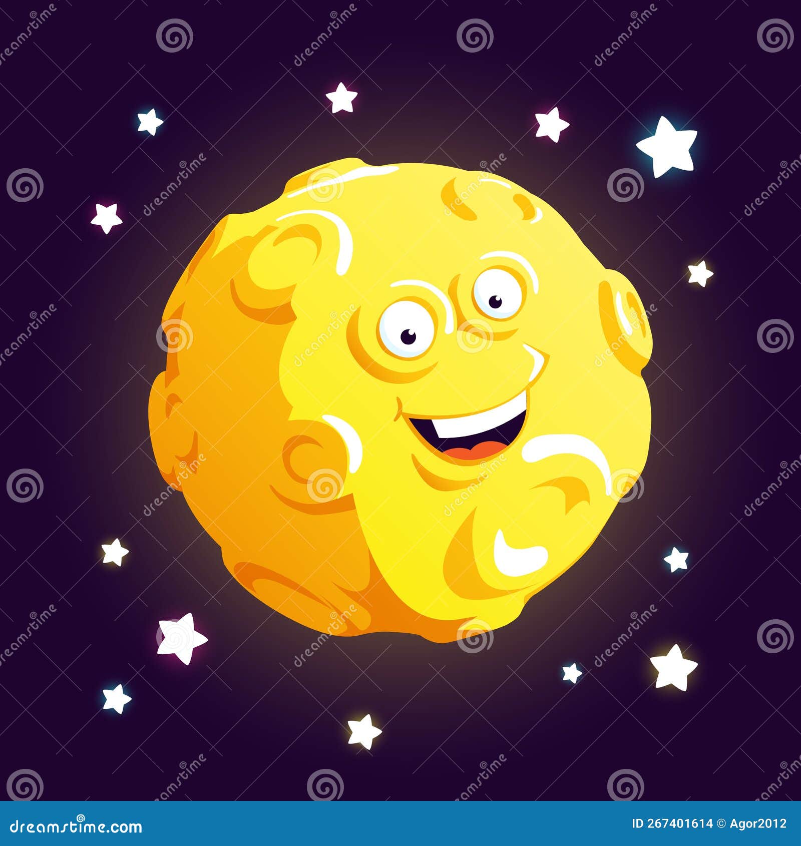 Cartoon Moon with a Smiling Face Stock Vector - Illustration of ...
