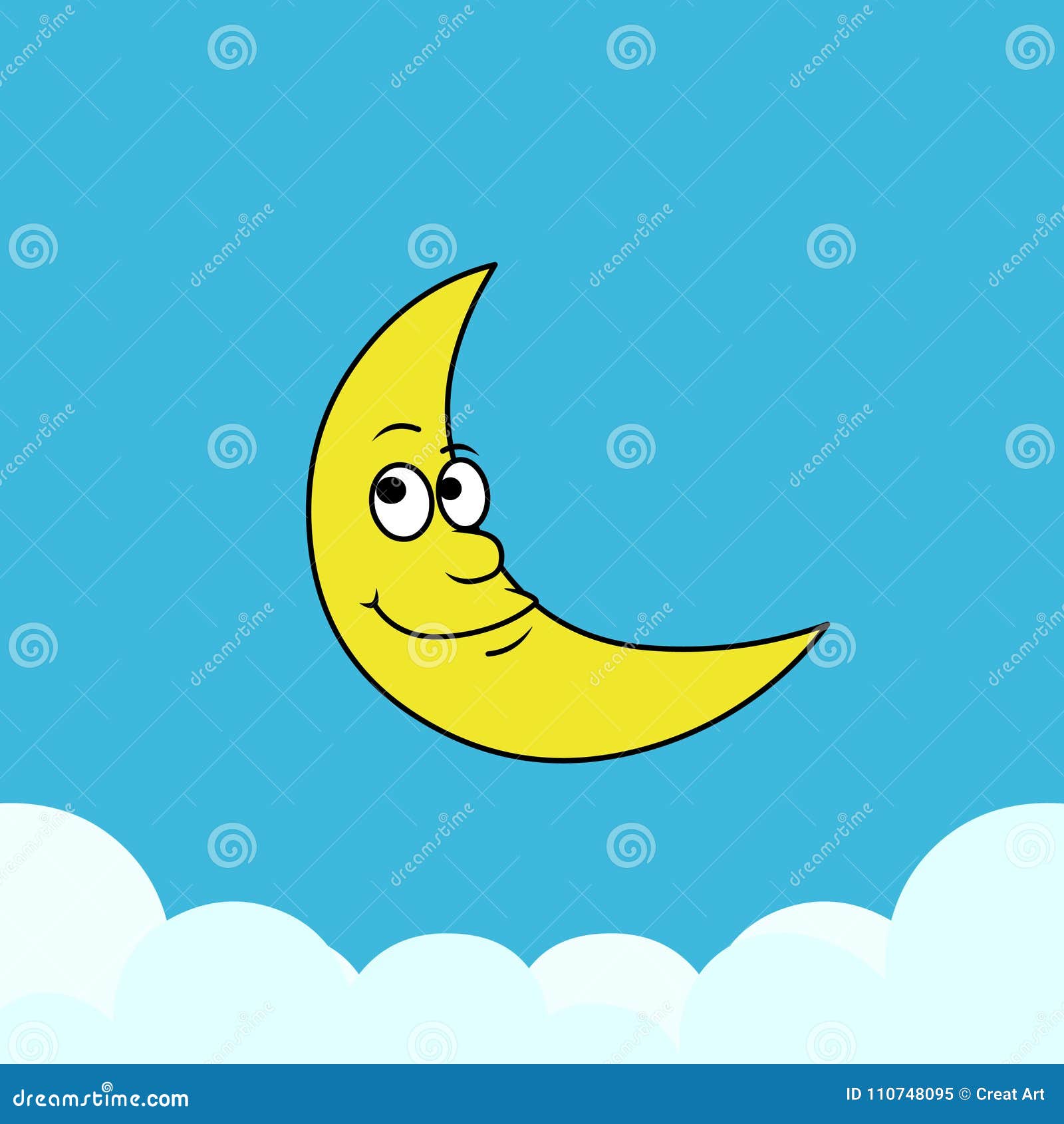 Cartoon Moon.Vector Illustration of Moon with Background Stock Vector ...