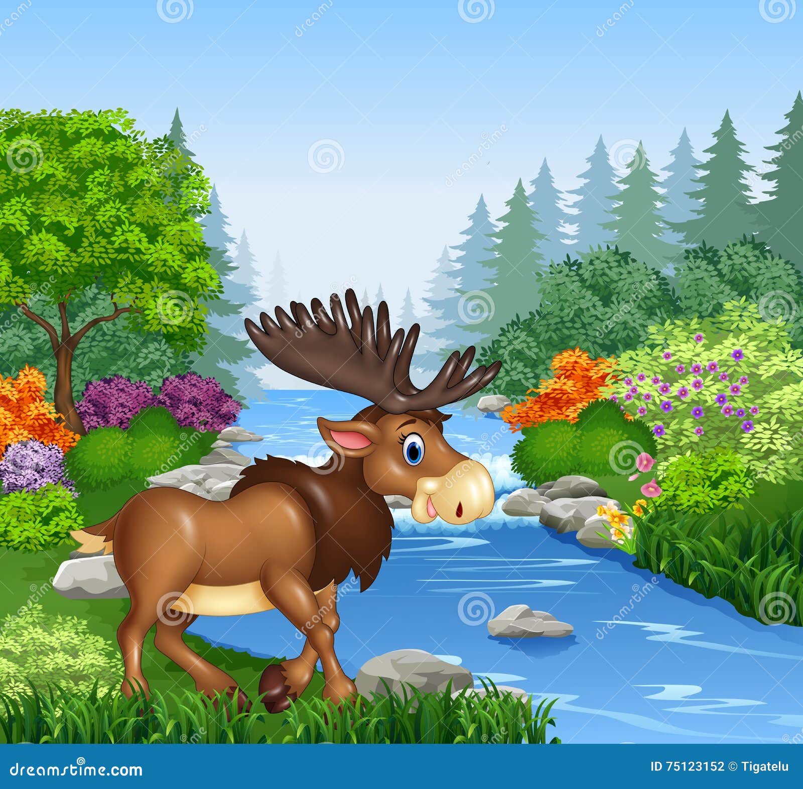 Cartoon Moose ,vector Illustration , Black Silhouette ,profile ...