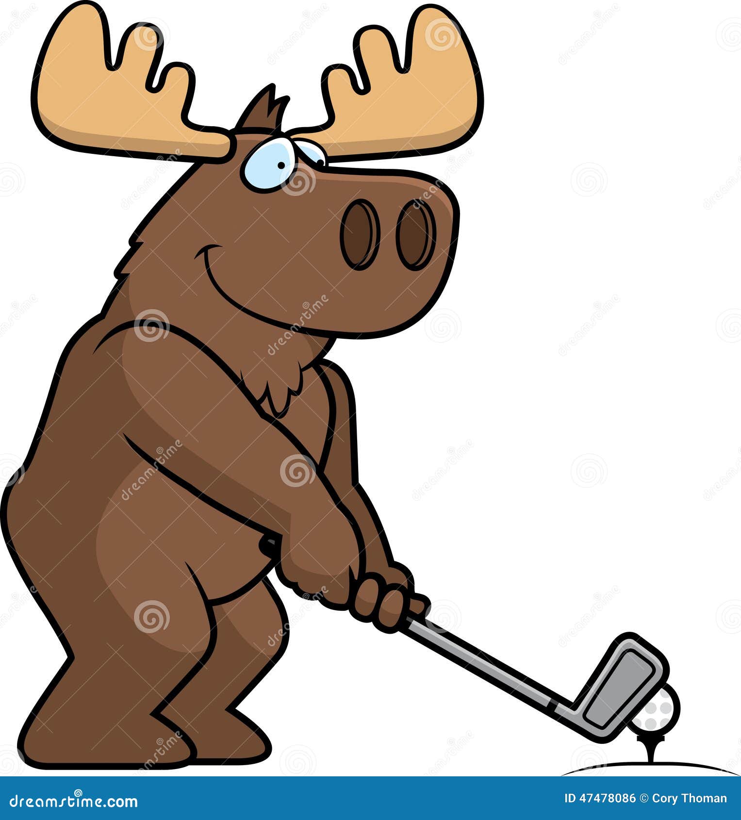 Cartoon Moose Golfing stock vector. Illustration of golfing - 47478086
