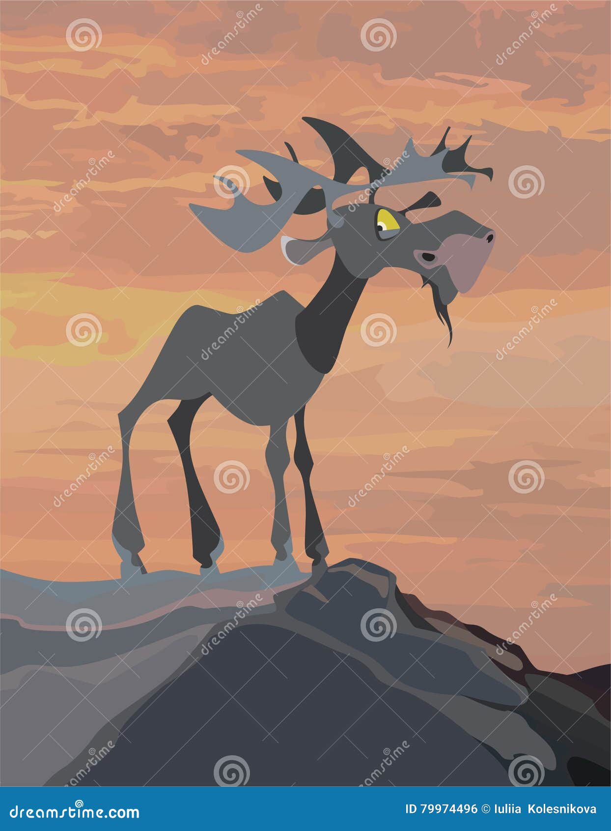 Cartoon Moose Stood on the Mount Stock Vector - Illustration of moose ...