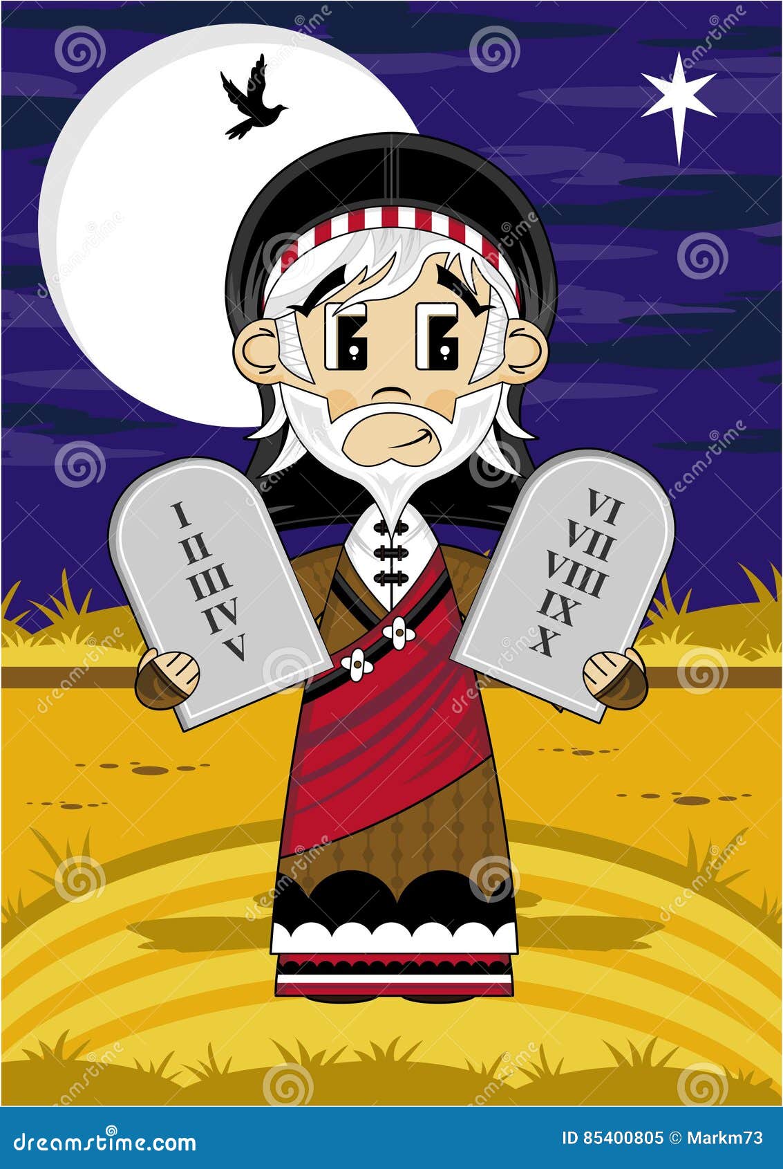 Cartoon Moses Character stock vector. Illustration of headscarf - 85400805