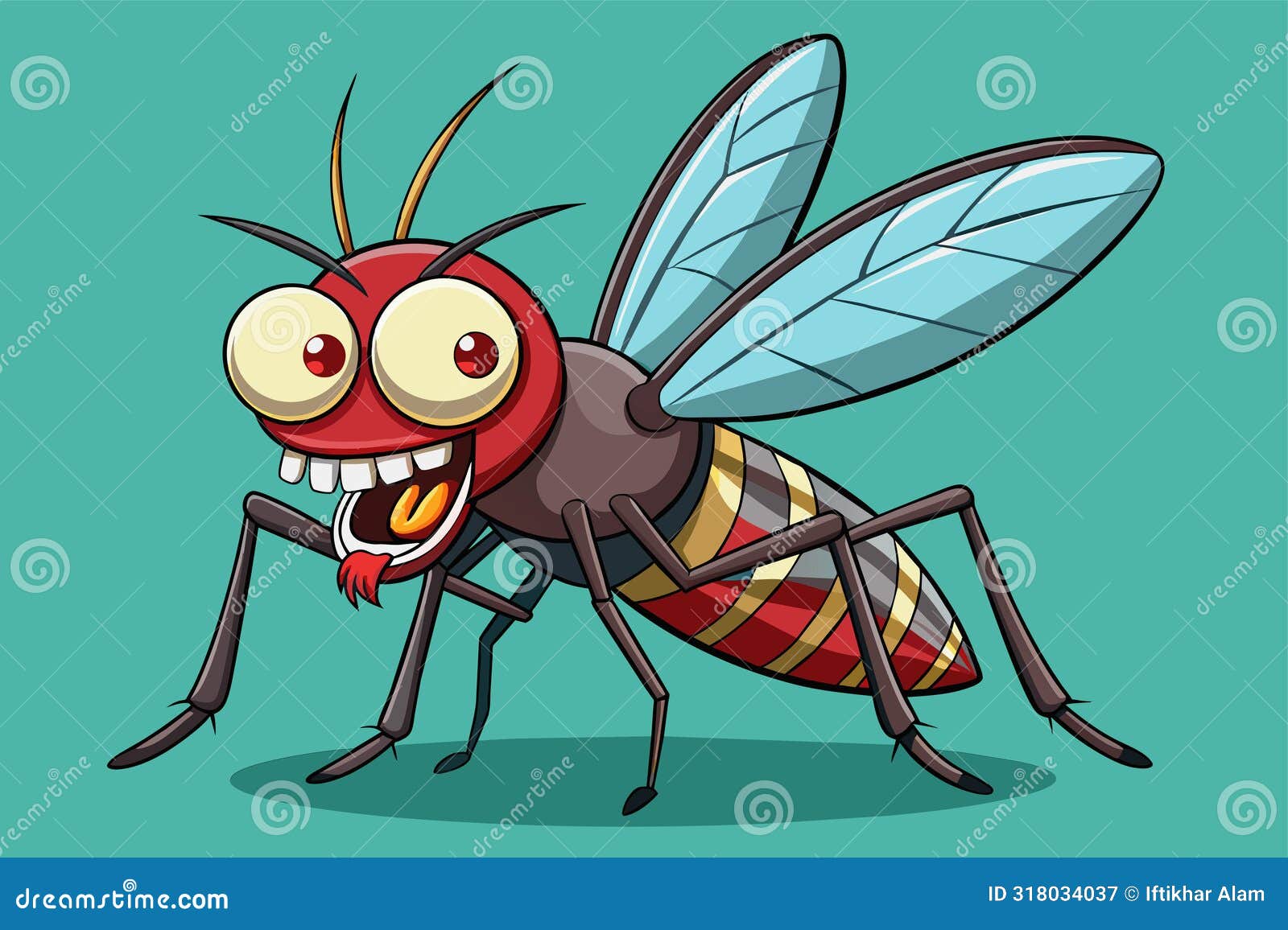 A Cartoon Mosquito with a Big Smile on Its Face, Mosquito Bite ...