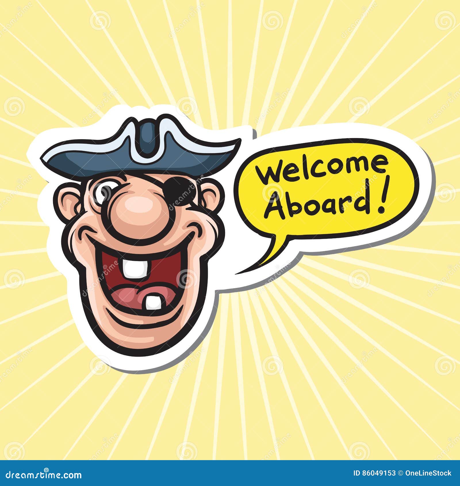 Cartoon Motivation Sticker - Welcome Aboard Stock Vector - Illustration ...