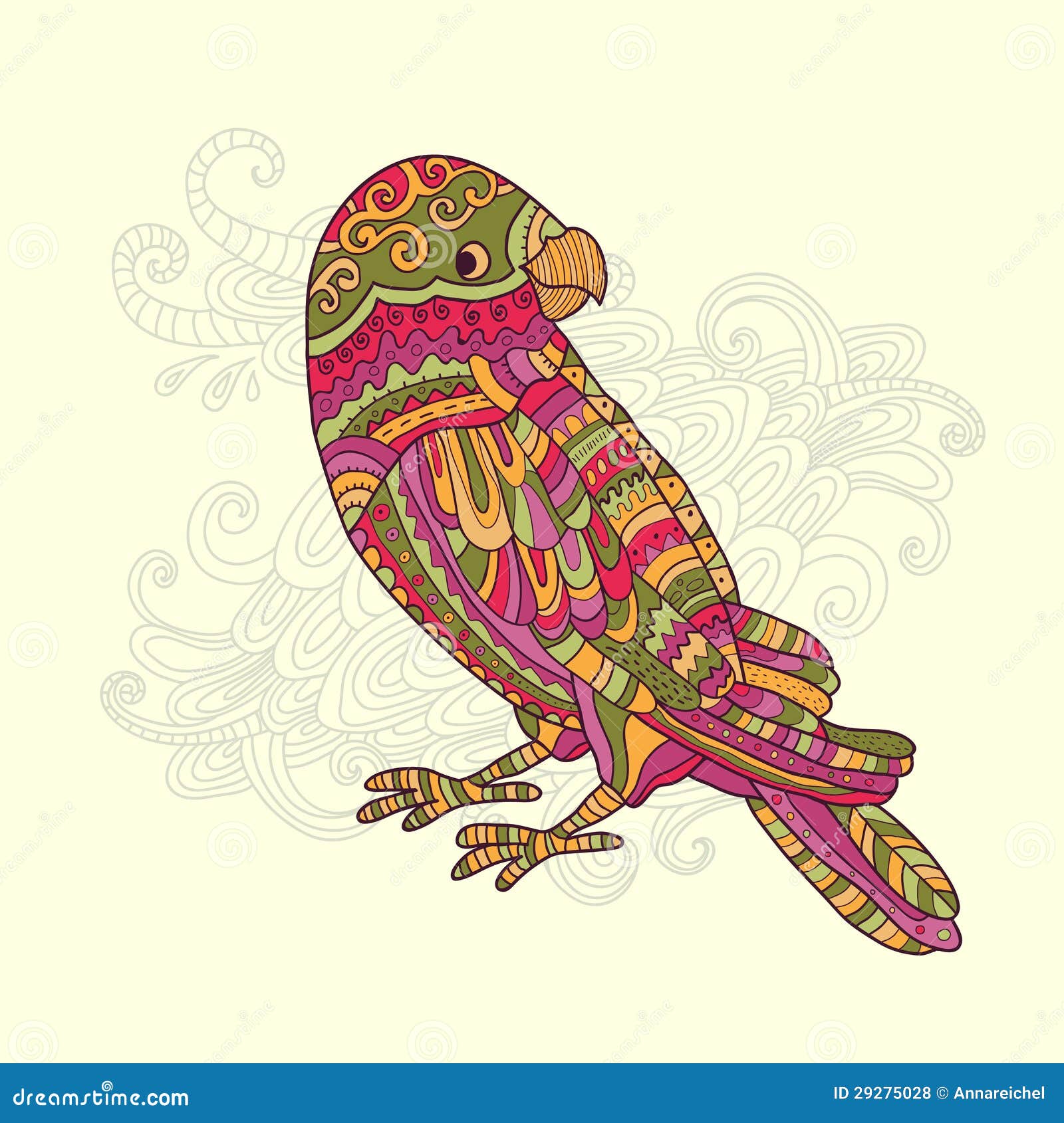 Cartoon Motley Tropical Parrot Stock Vector - Illustration of openwork ...