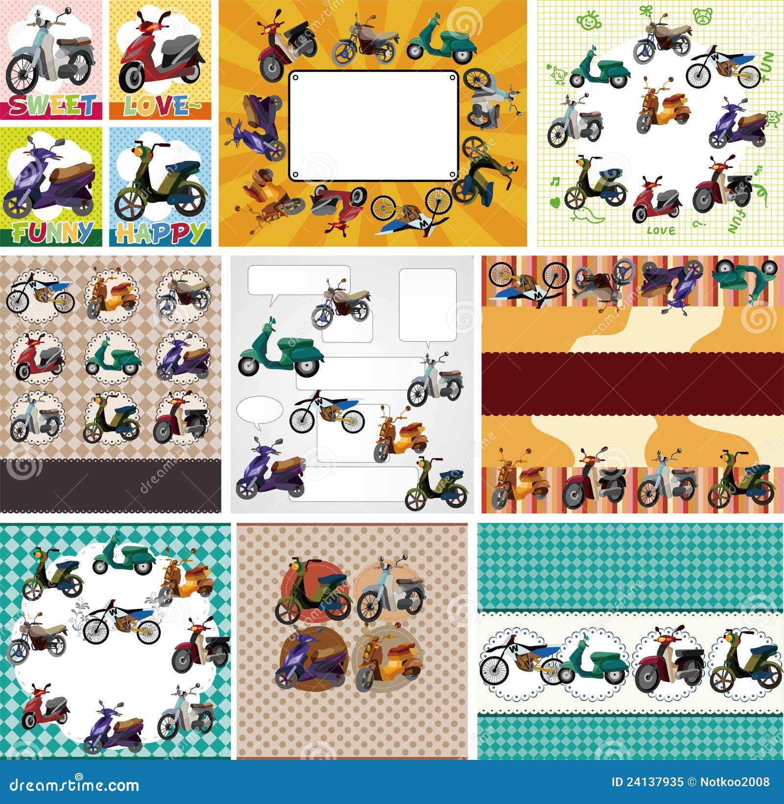 Cartoon motorcycle card stock vector. Illustration of engine - 24137935