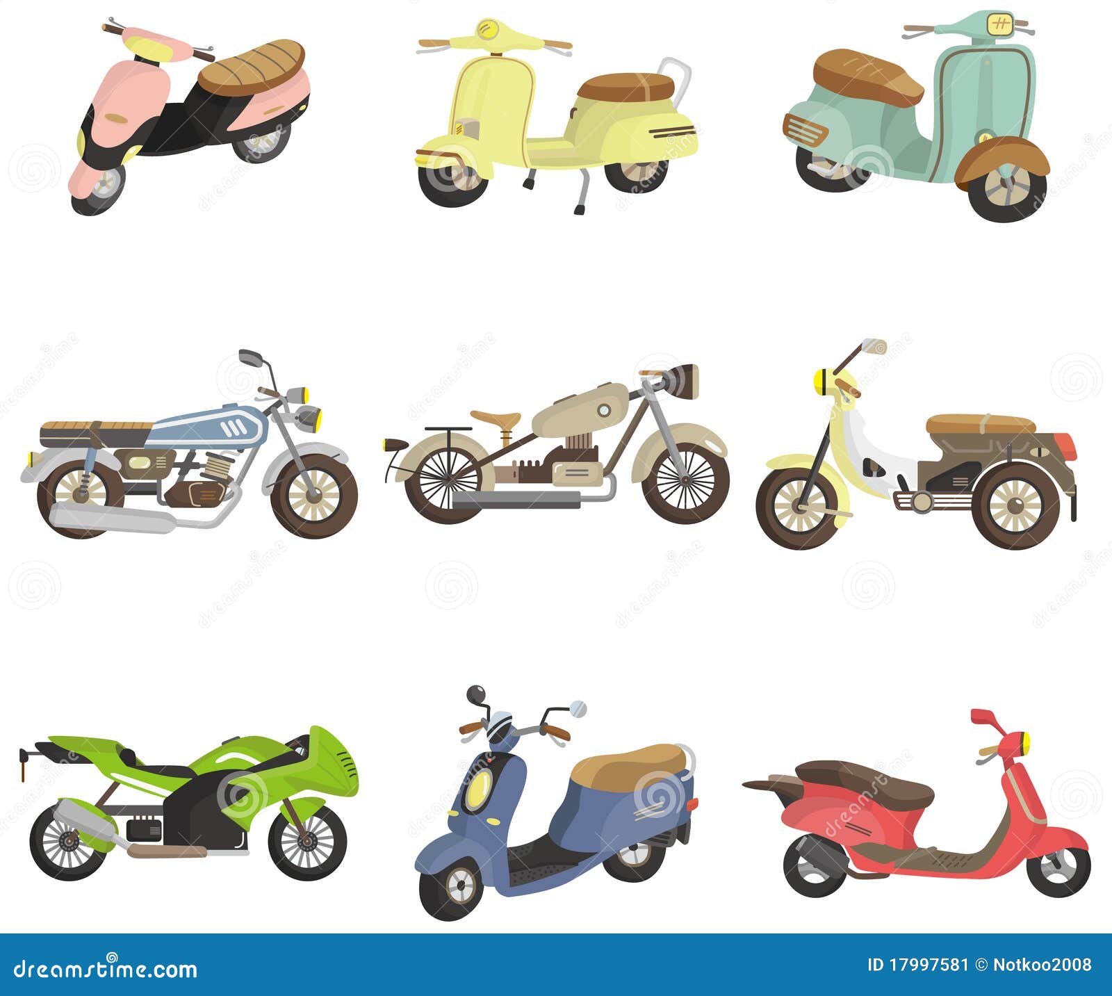 Cartoon Motorcycle Stickers Vector Illustration | CartoonDealer.com ...