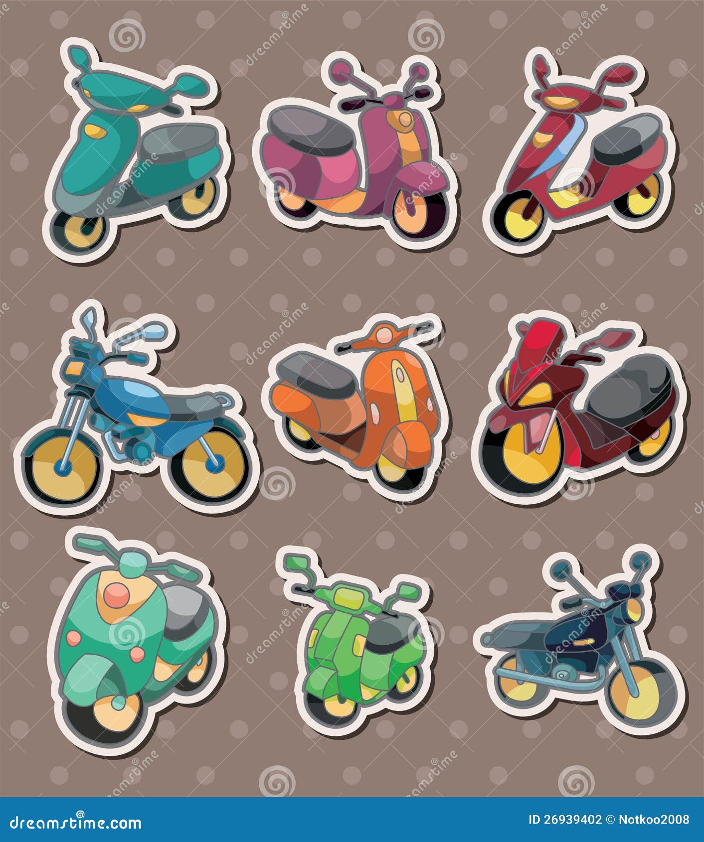 Cartoon Motorcycle Stickers Stock Vector - Illustration of motor, black ...