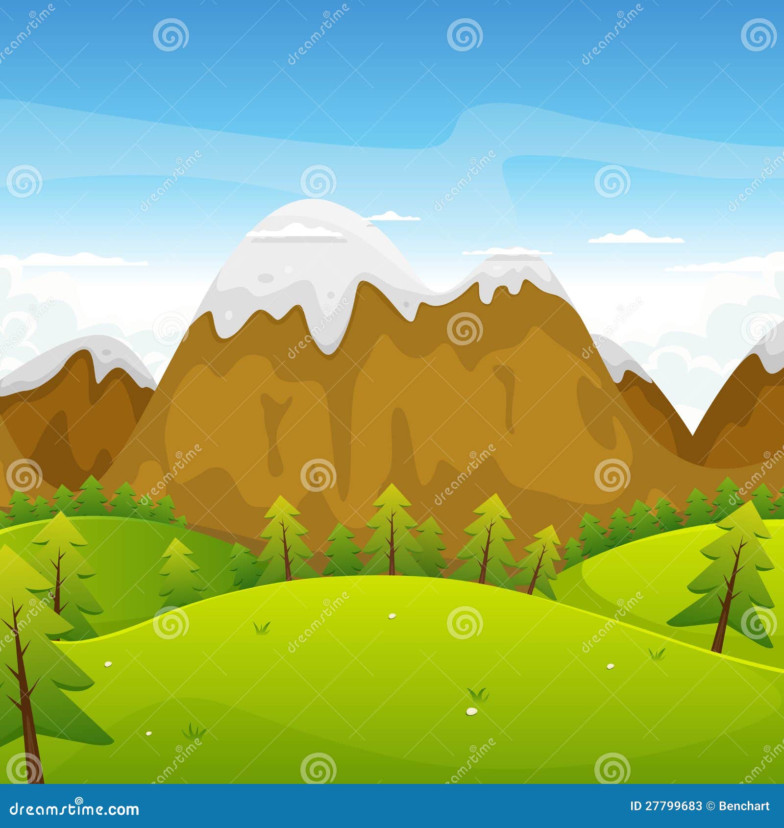 Cartoon Mountains Landscape Stock Vector - Image: 27799683