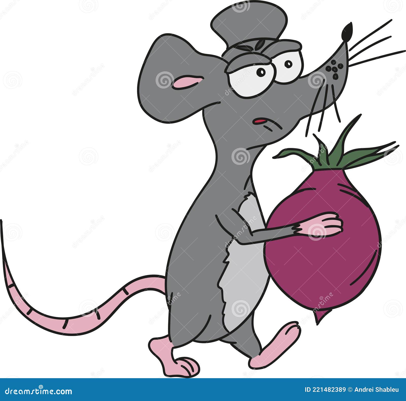 Cartoon Mouse with Angry Expression with Beetroot Stock Vector ...