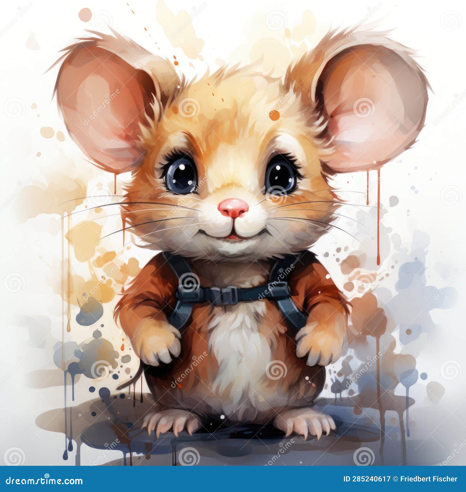 A Cartoon Mouse with Big Eyes and a Bow Tie. Digital Image. Stock ...