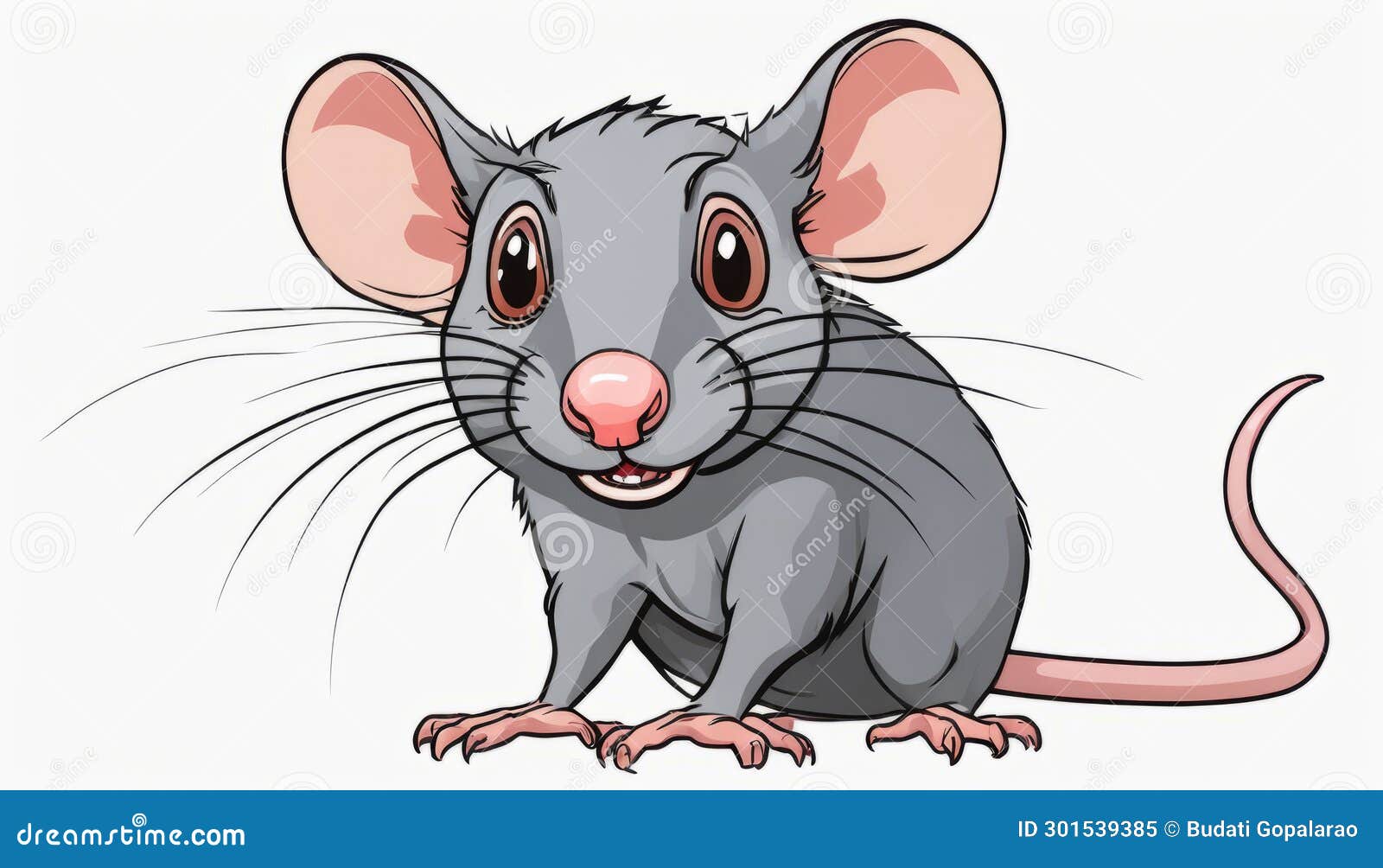 A Cartoon Mouse with Big Eyes and Whiskers Stock Illustration ...