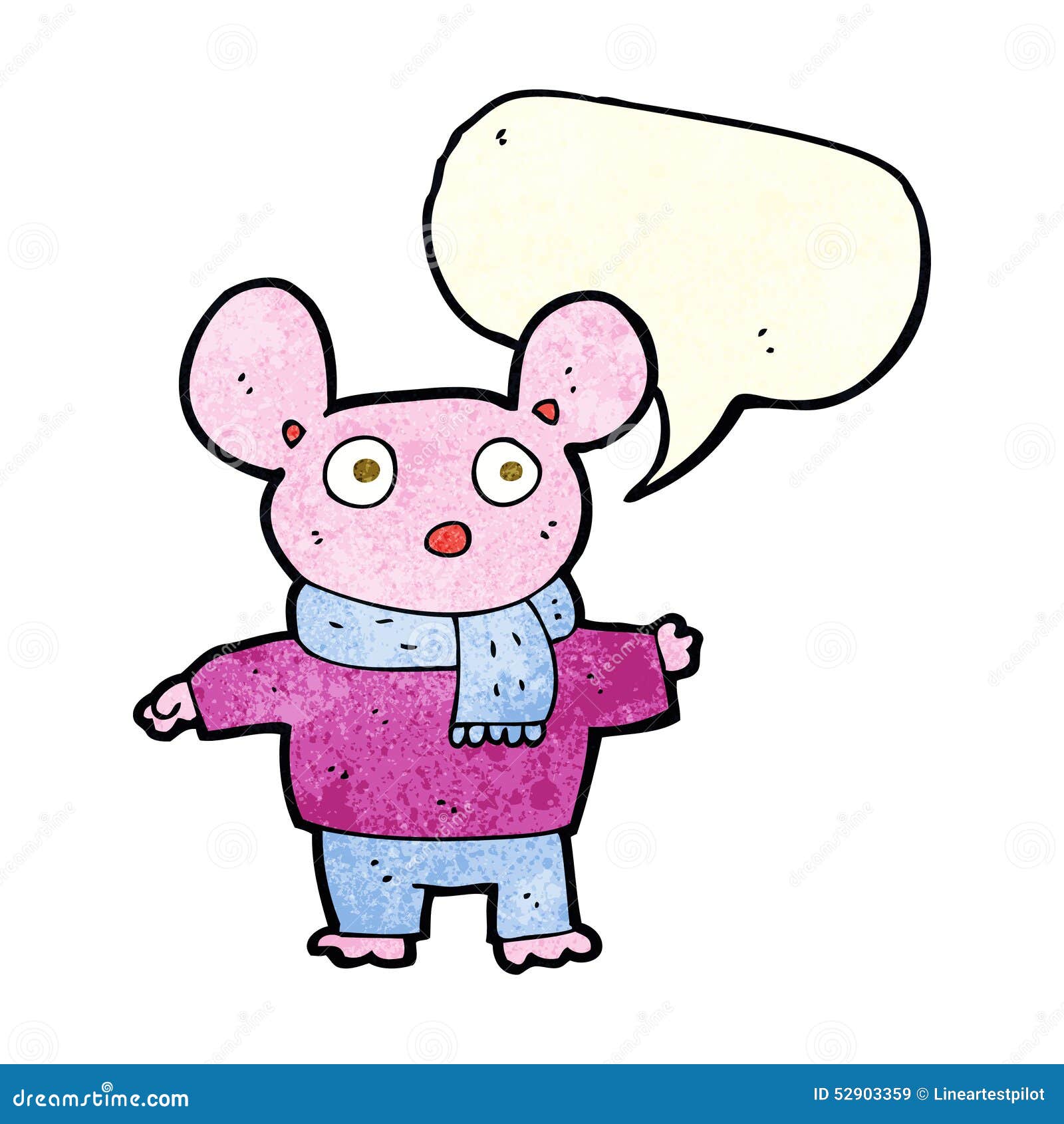 Cartoon Mouse in Clothes with Speech Bubble Stock Illustration ...