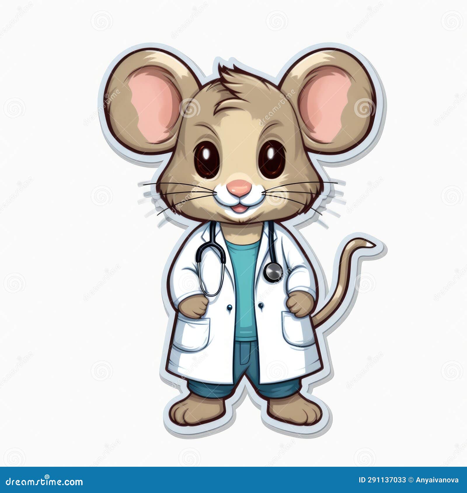 A Cartoon Mouse Doctor with a Stethoscope. Stock Illustration ...