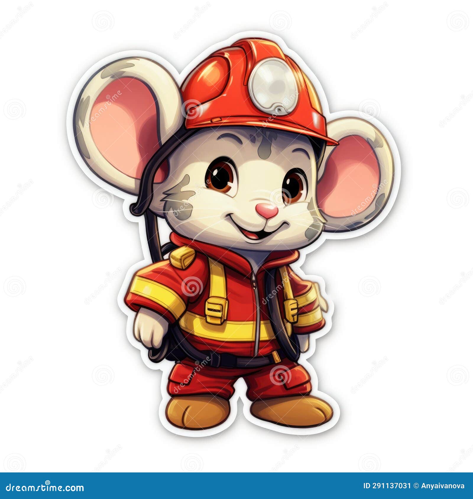 A Cartoon Mouse Dressed As a Fireman. Stock Illustration - Illustration ...