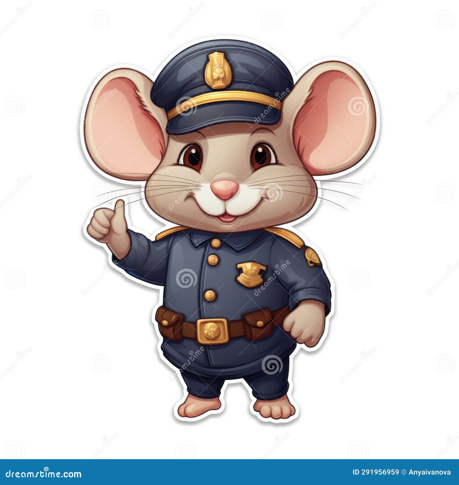 A Cartoon Mouse Dressed in a Police Uniform. Stock Illustration ...