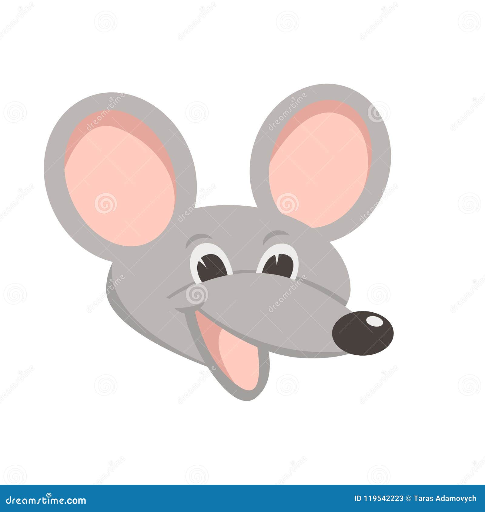 Cartoon Mouse Face Vector Illustration Flat Style Front Stock Vector ...