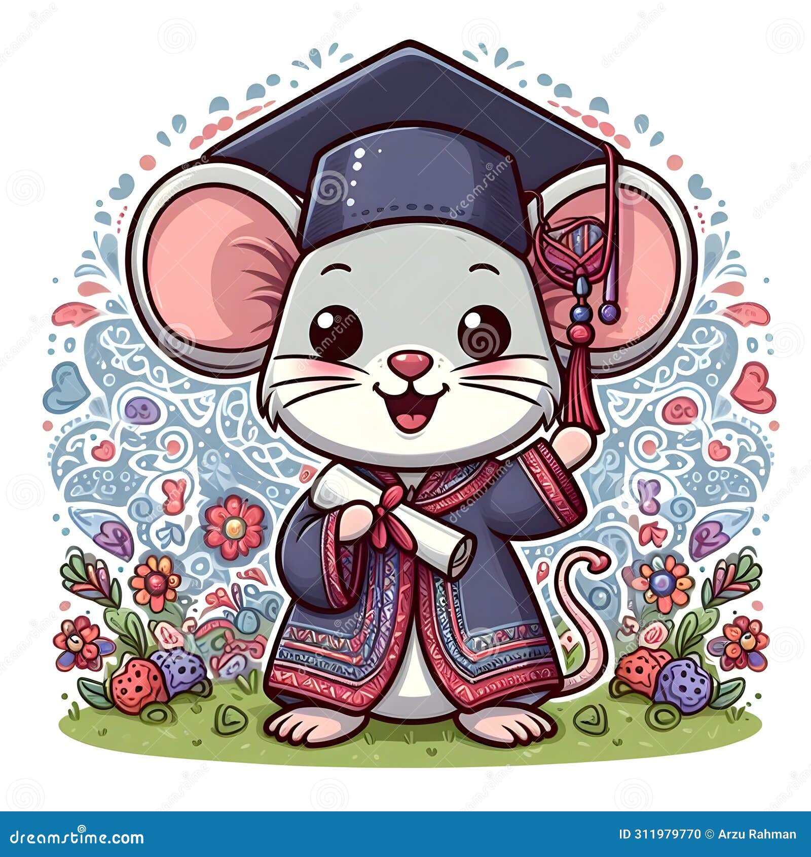 Cartoon mouse graduating stock illustration. Illustration of print ...