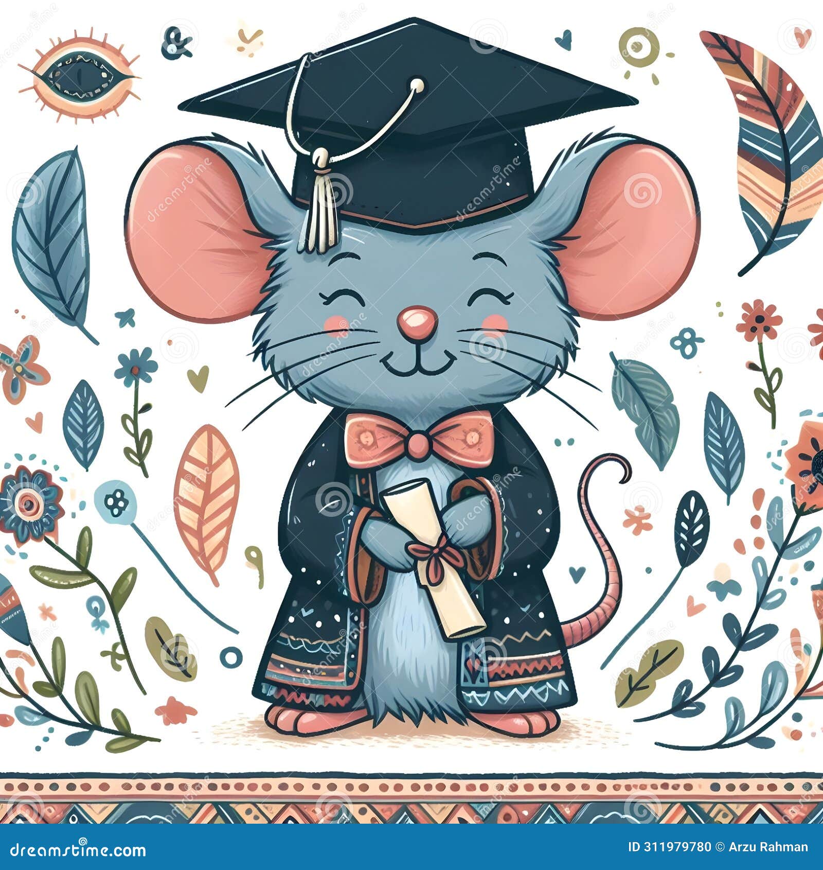 Cartoon mouse graduating stock illustration. Illustration of sign ...