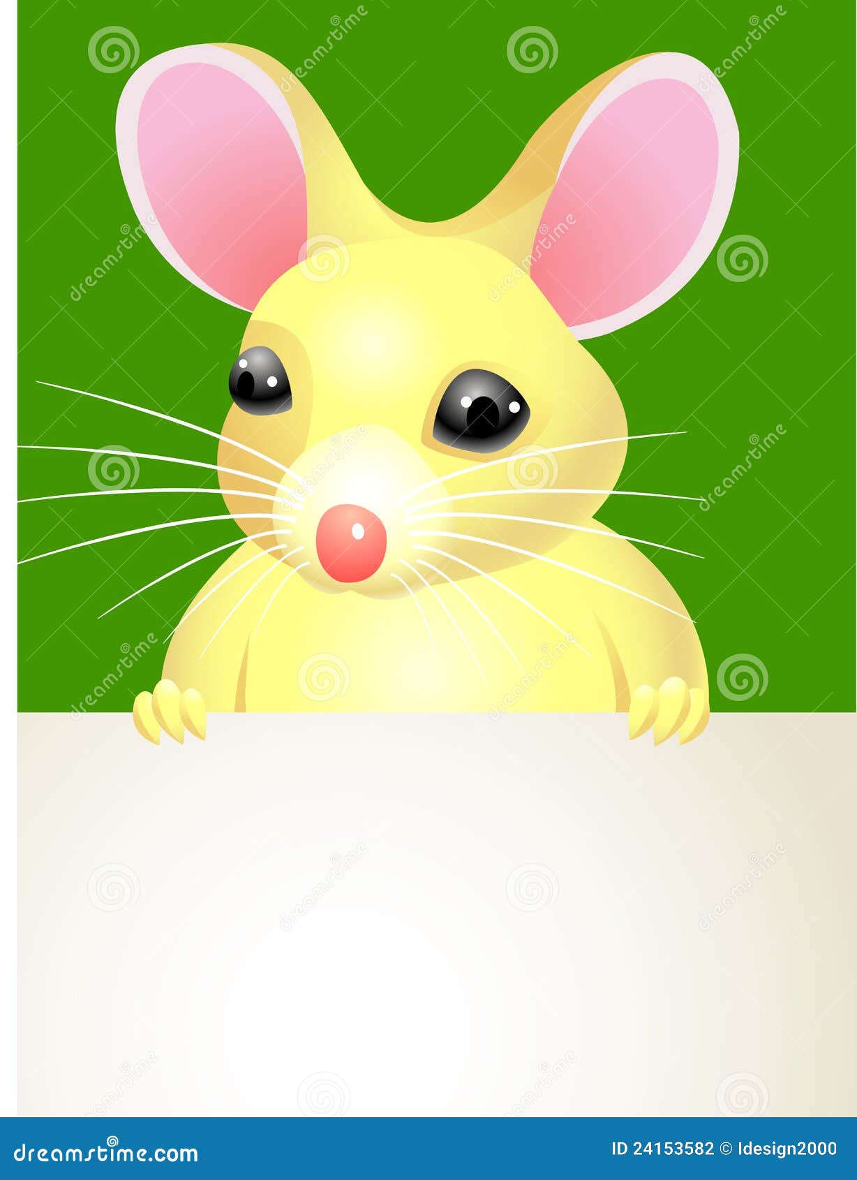 A Cartoon Mouse Holding a Blank Sign. Stock Illustration - Illustration ...