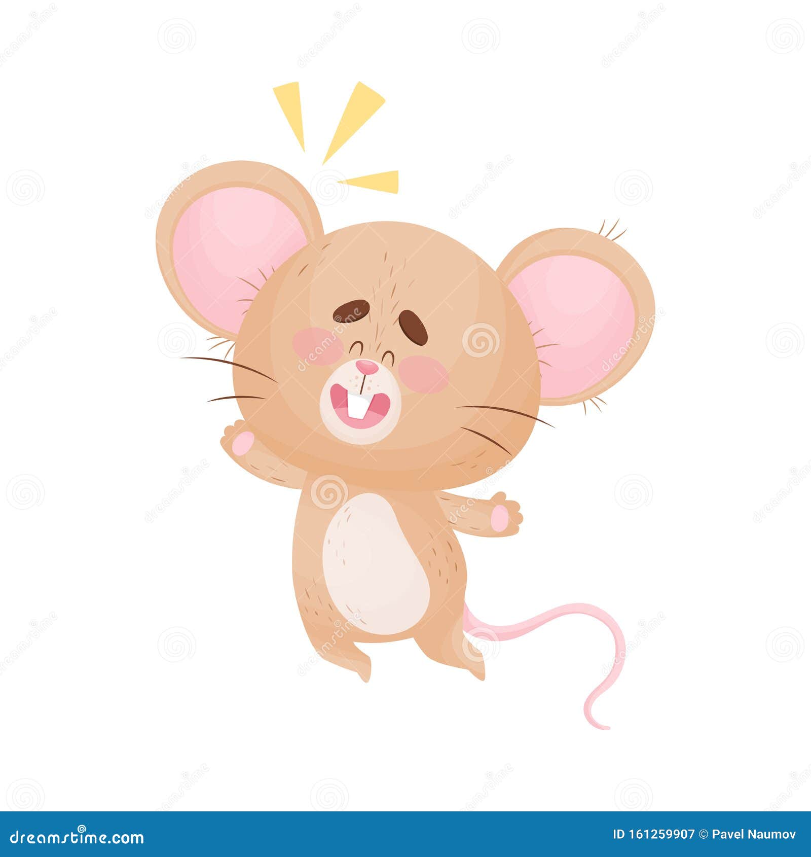 Cartoon Mouse Joyfully Jumped Up. Vector Illustration. Stock Vector ...