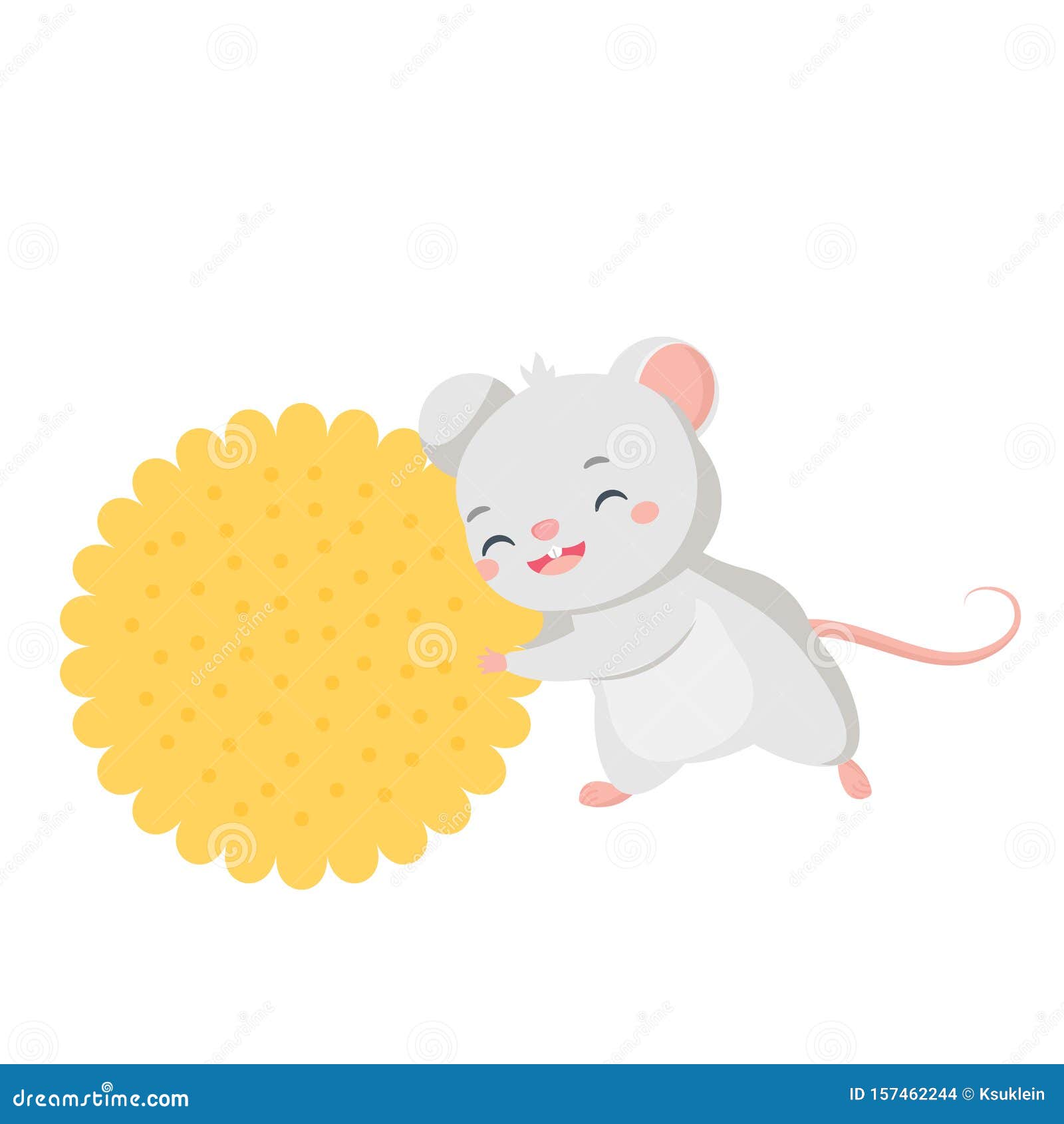 Cartoon Mouse. Little Cute Rat with Cookie Stock Vector - Illustration ...