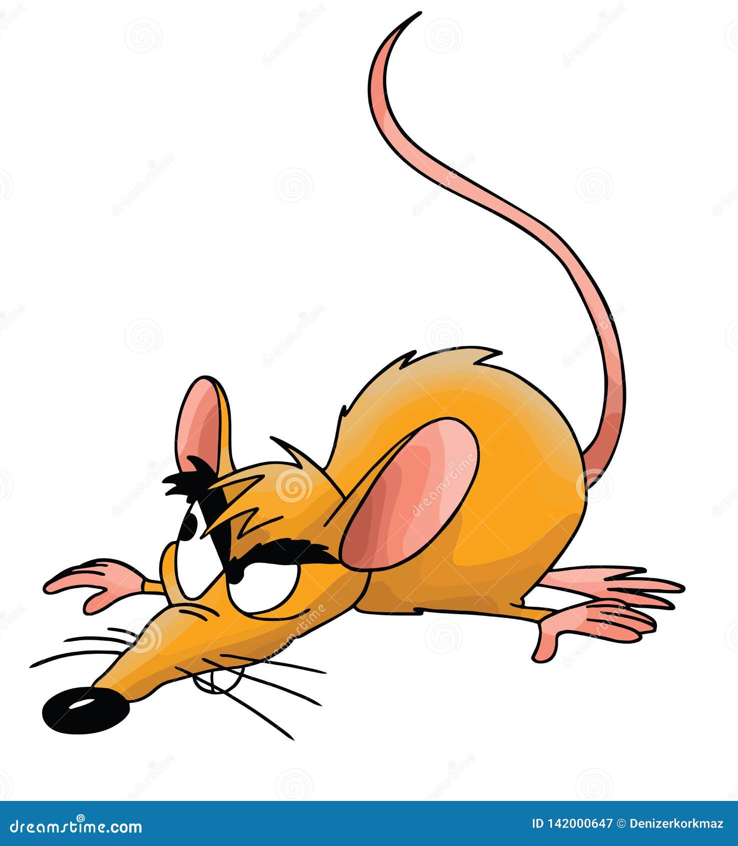 Cartoon Mouse Smelling Floor Watching Around Cautiously Vector Stock ...