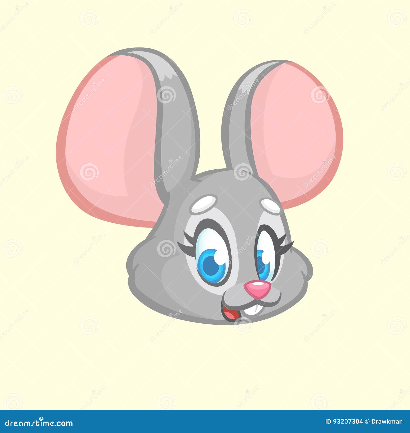 Cartoon Mouse. Vector Illustration of Gray Mouse Head Icon. Stock ...