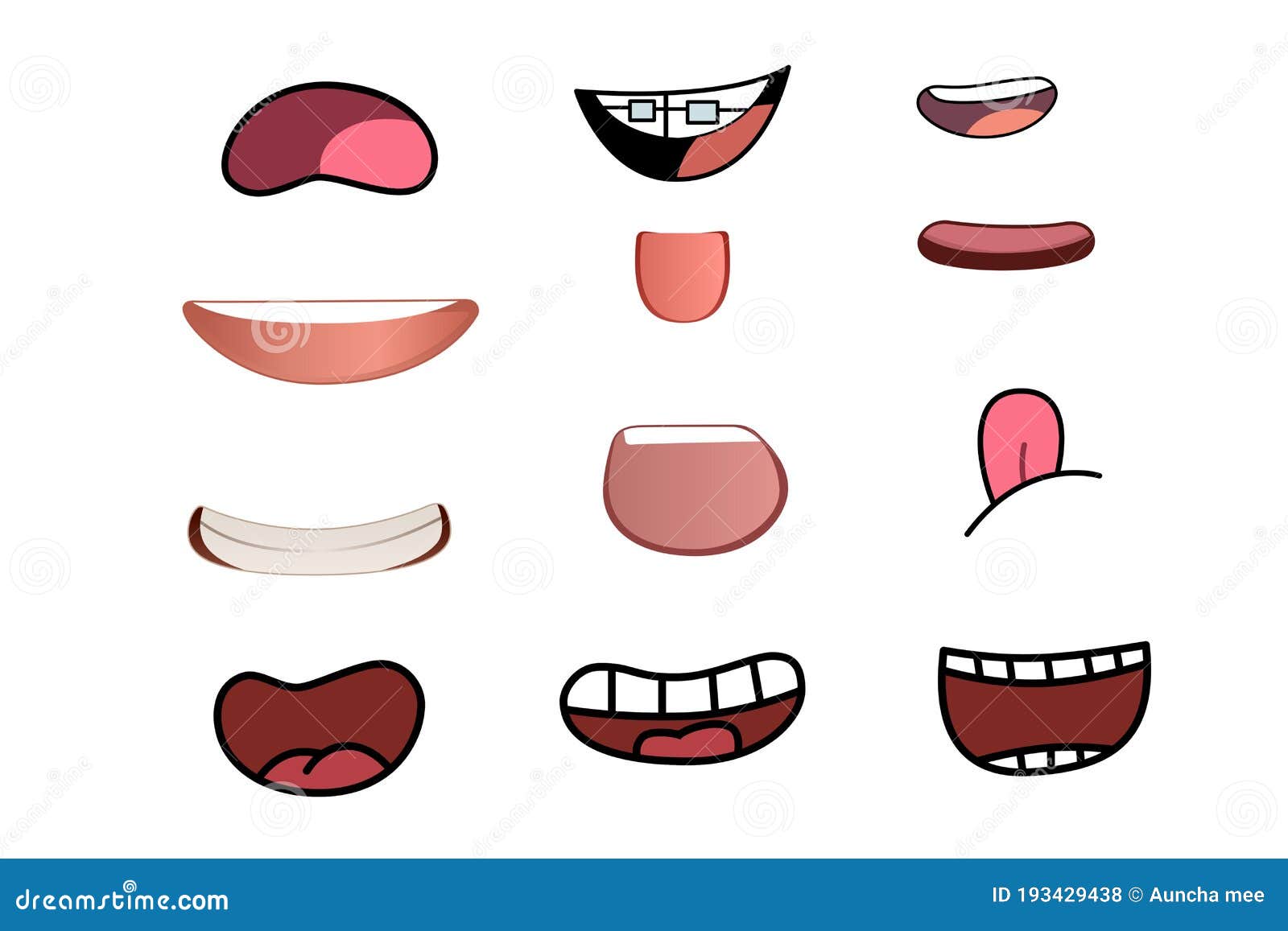 Cartoon Mouth Set , Isolated on White Background . Stock Illustration ...