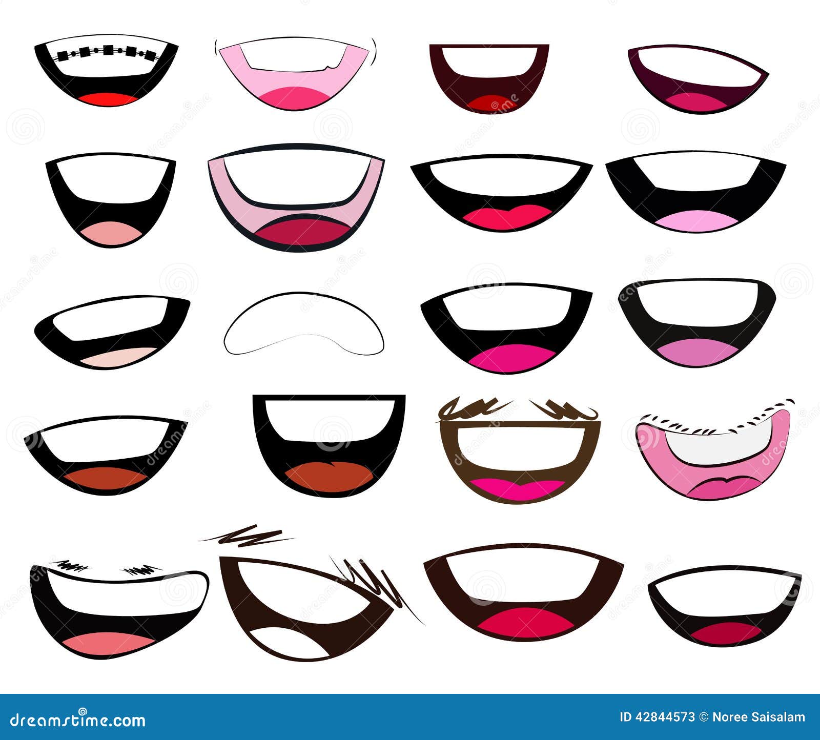 Cartoon Mouths Collection Vector Set Stock Vector - Illustration of ...