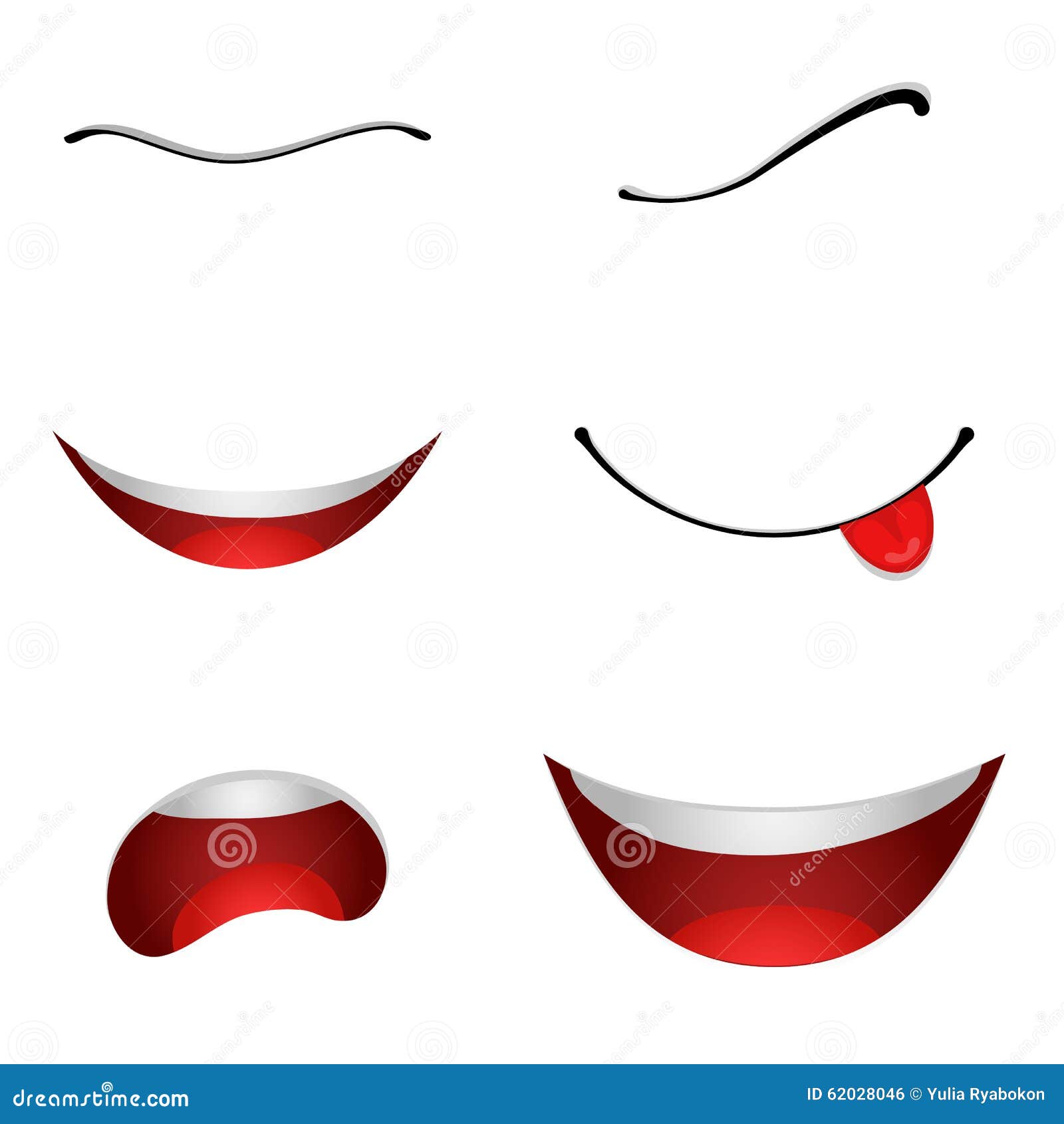 Cartoon Mouths Set. Smile. Funny Cartoon Mouths Set With Different ...