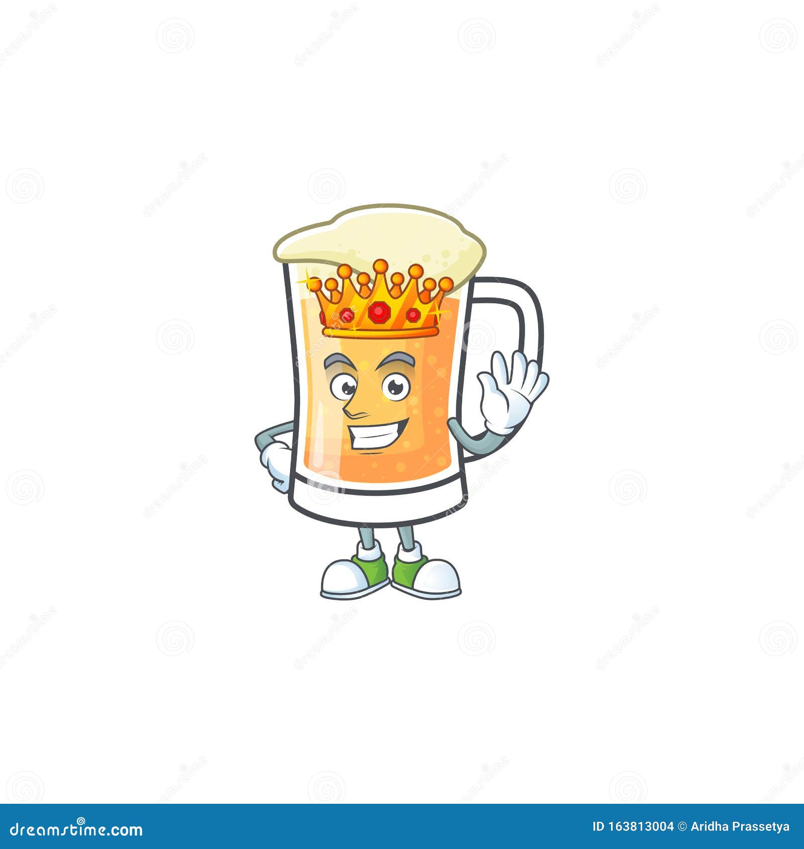 Cartoon a Mug of Beer King Mascot. Stock Vector - Illustration of ...