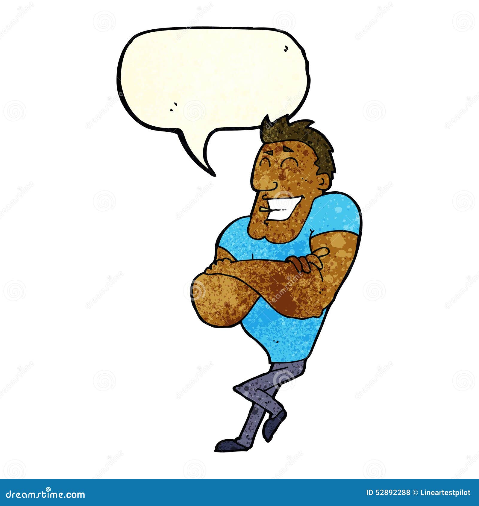 Cartoon Muscle Guy with Speech Bubble Stock Illustration - Illustration ...