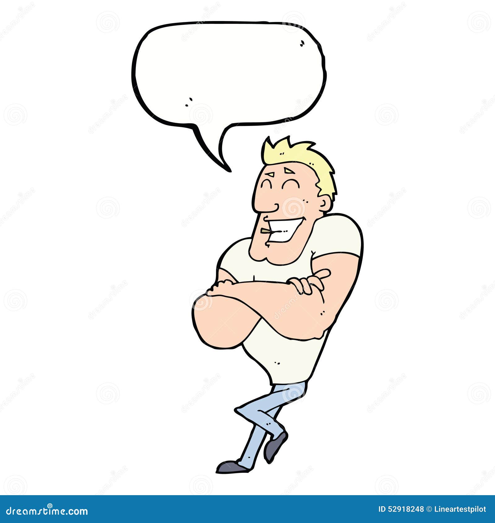 Cartoon Muscle Guy with Speech Bubble Stock Illustration - Illustration ...