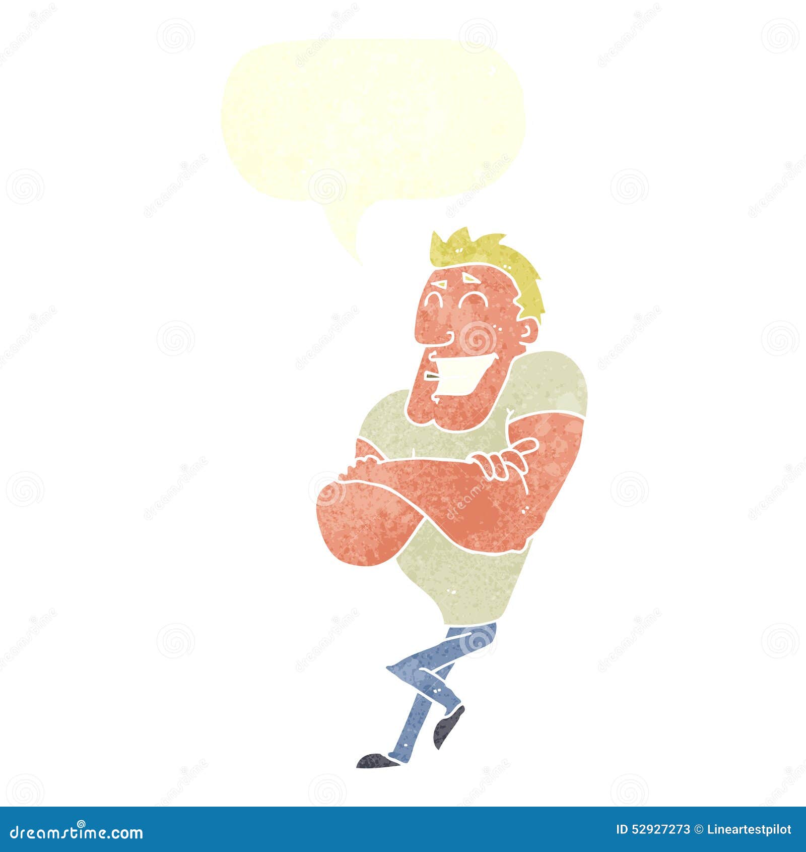 Cartoon Muscle Guy with Speech Bubble Stock Illustration - Illustration ...