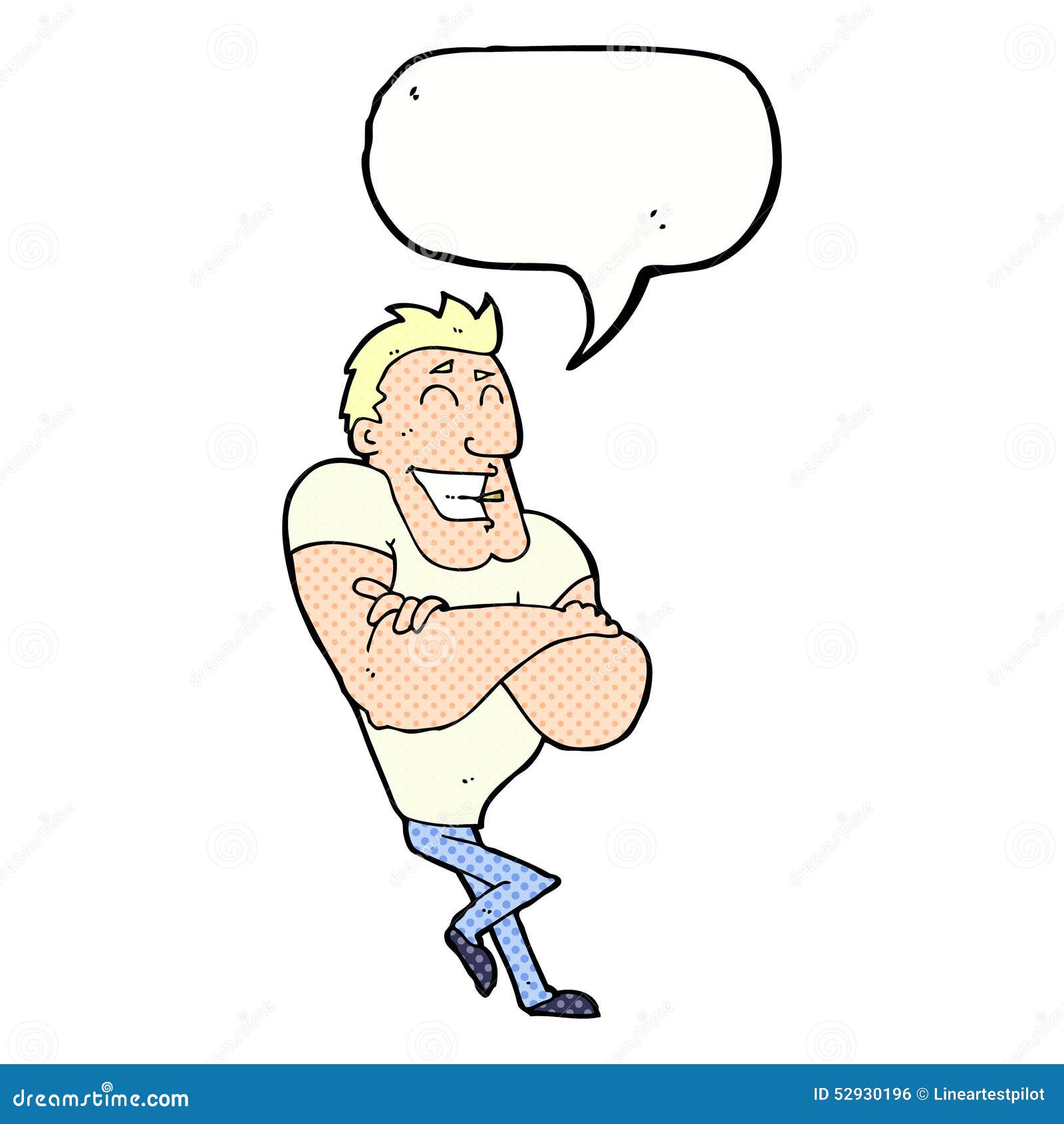 Cartoon Muscle Guy with Speech Bubble Stock Illustration - Illustration ...