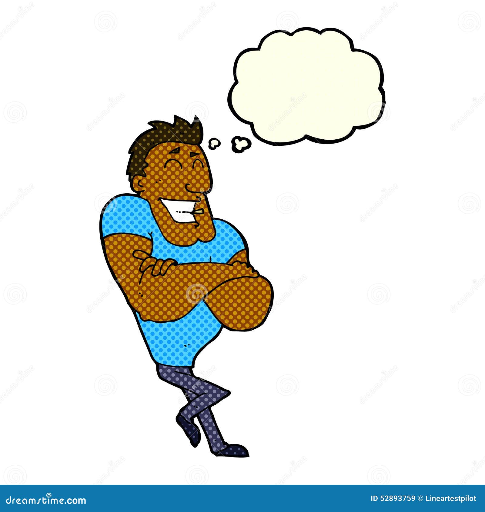 Cartoon Muscle Guy with Thought Bubble Stock Illustration ...