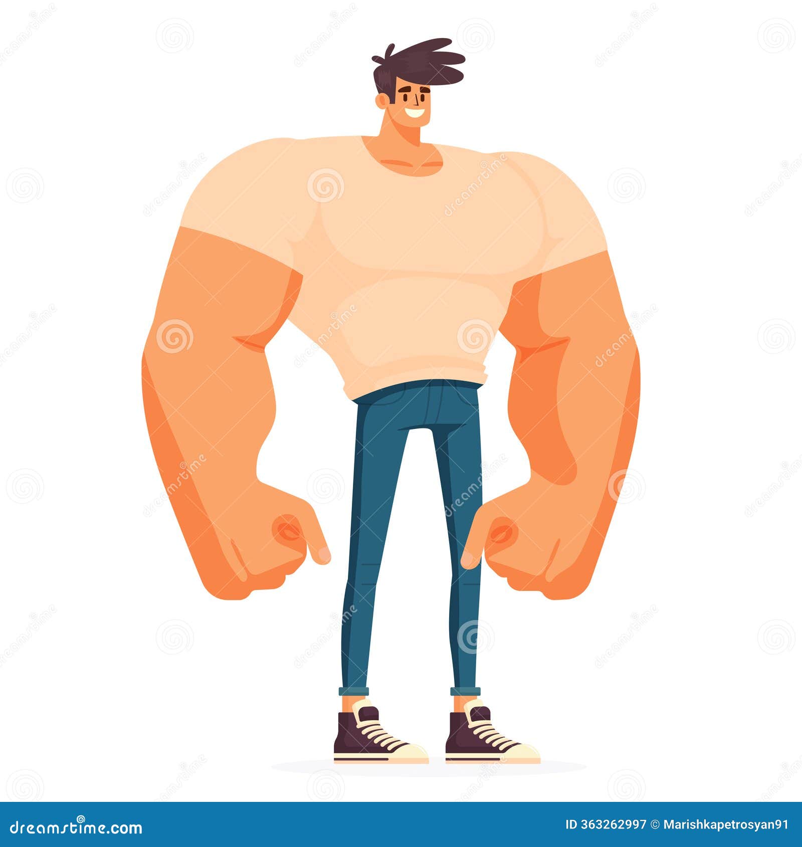 Cartoon Man Muscular And Showing Off His Muscles, Vector Illustration ...