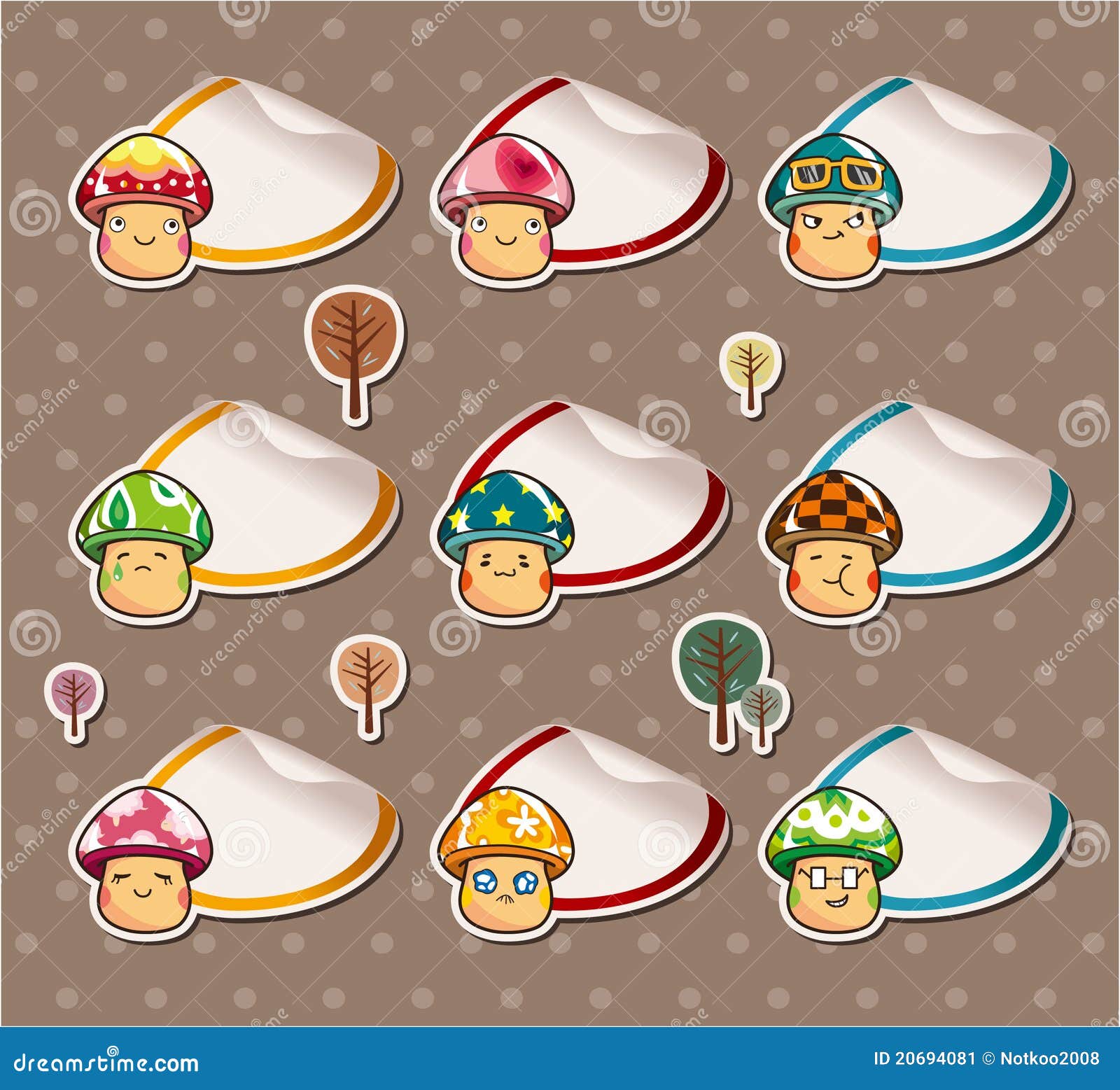 Cartoon Mushroom Stickers ,Label Stock Vector - Illustration of ...