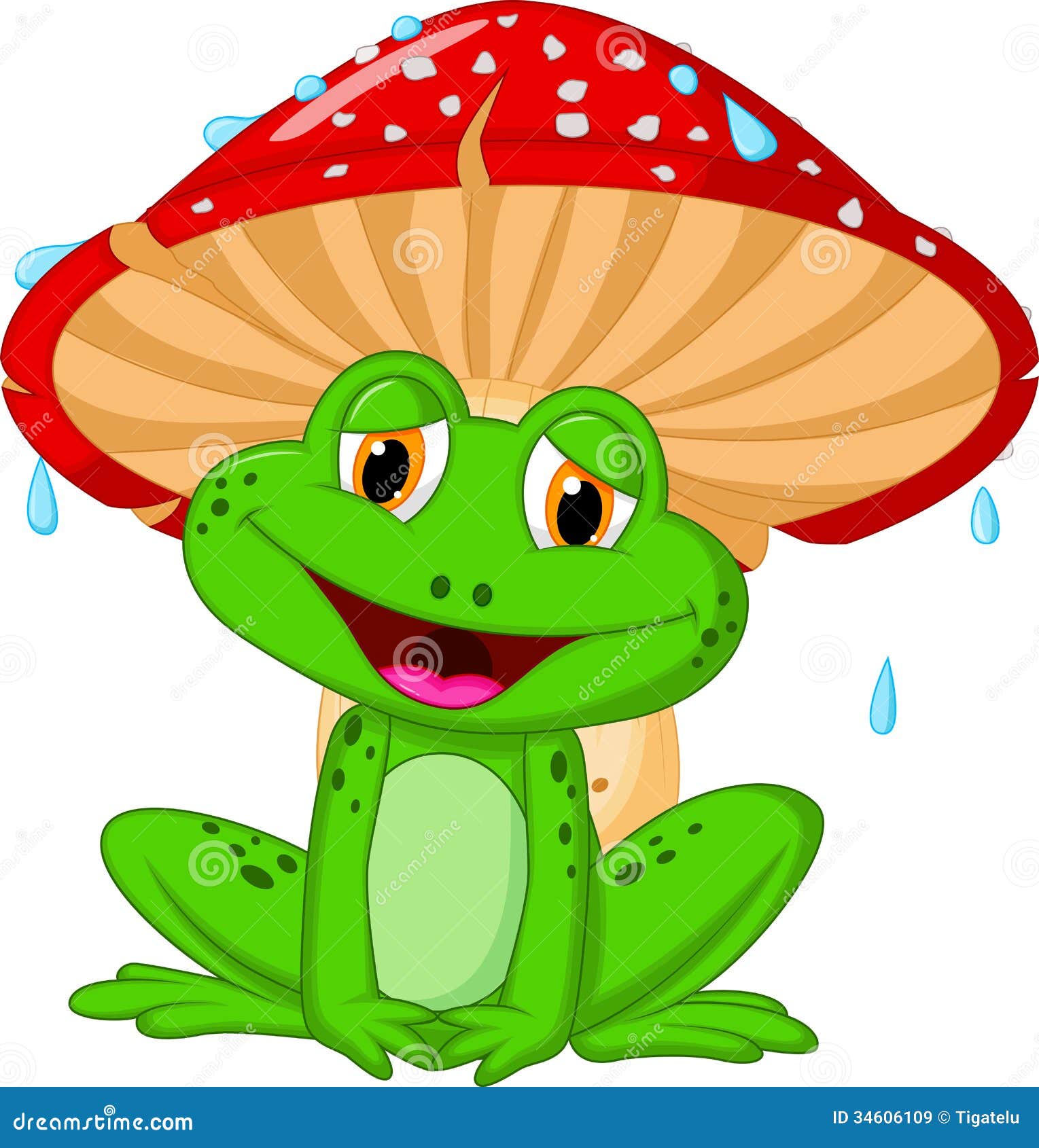 Cartoon Mushroom with a Toad Stock Vector - Illustration of green ...