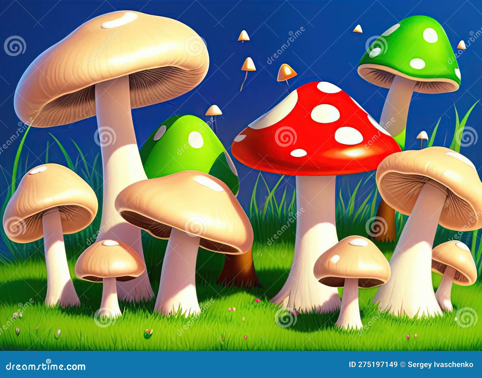 Cartoon mushrooms. stock illustration. Illustration of font - 275197149