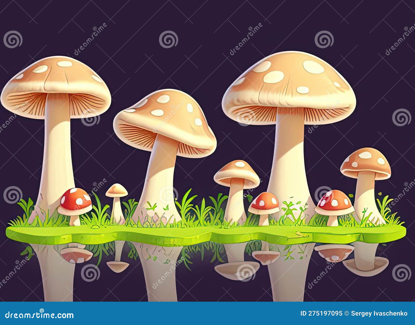 Cartoon mushrooms. stock illustration. Illustration of yellow - 275197095