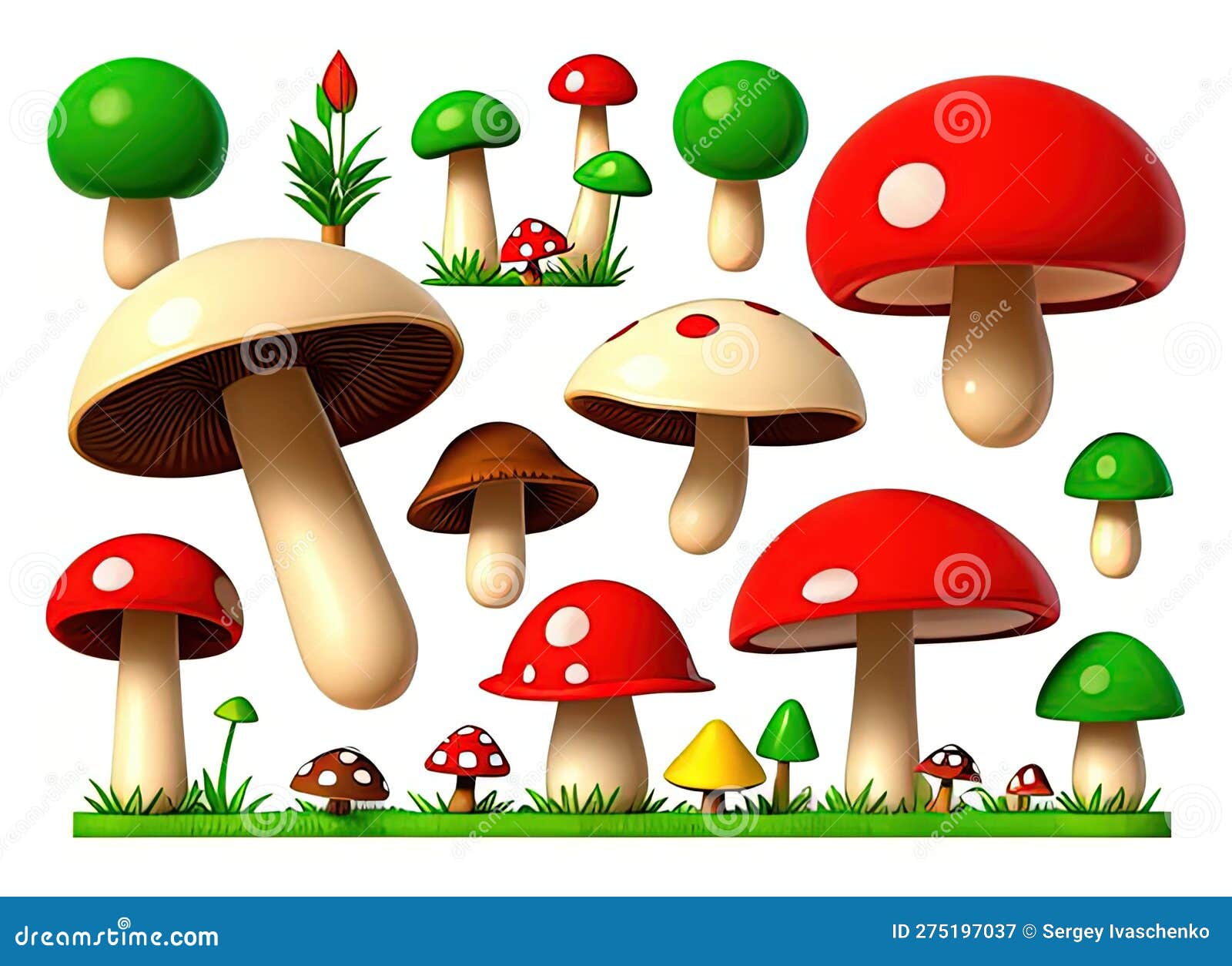 Cartoon mushrooms. stock illustration. Illustration of neural - 275197037