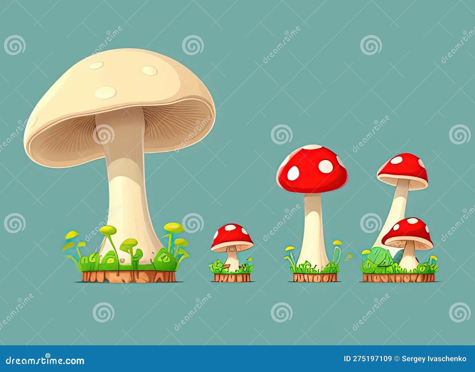 Cartoon mushrooms. stock illustration. Illustration of design - 275197109